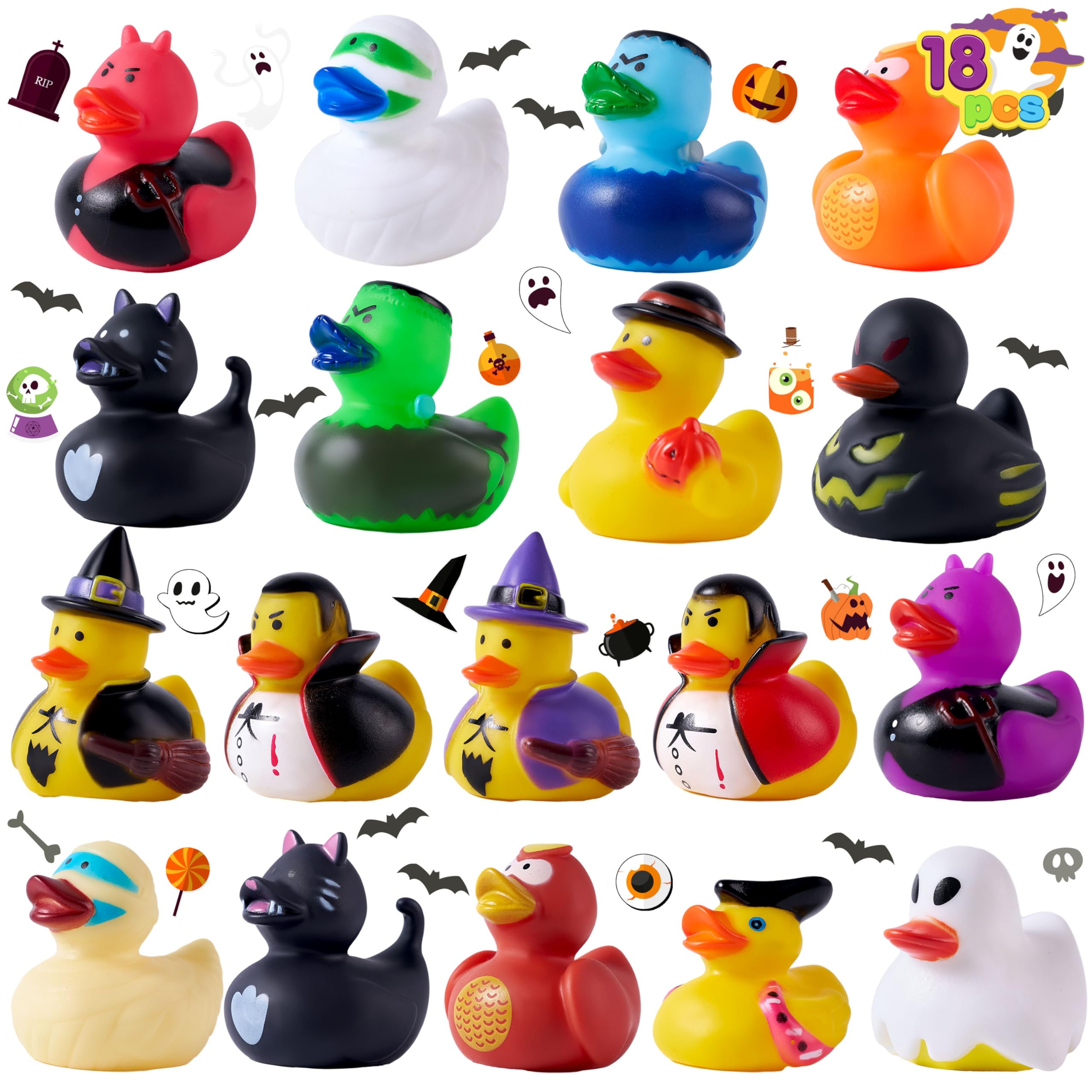 Amazon.com: JOYIN 18 PCS Halloween Ducks Bath Toys, Halloween Rubber ...