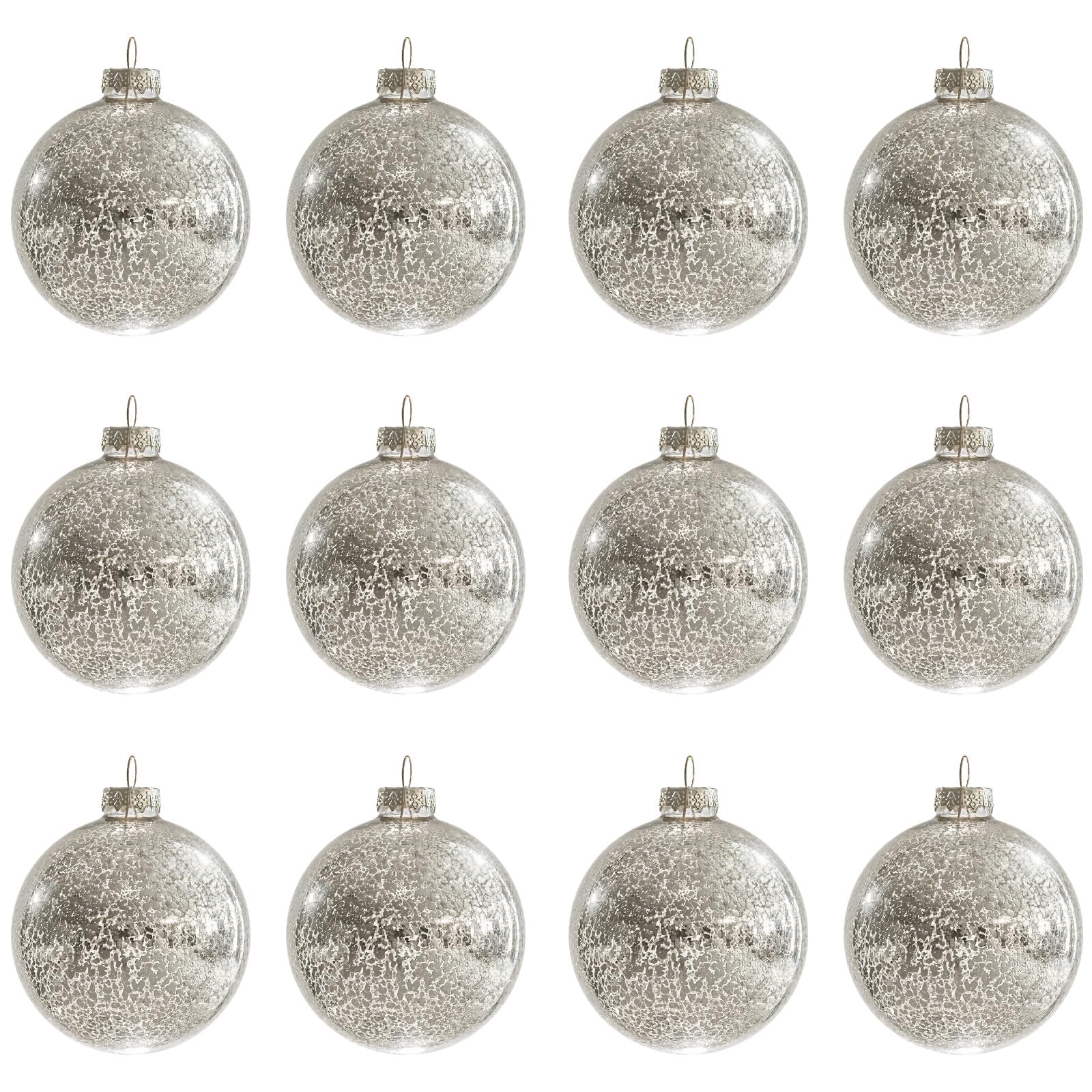 Amazon.com: Christmas Ball Ornaments Set of 12pcs-3.15” Silver Mercury ...