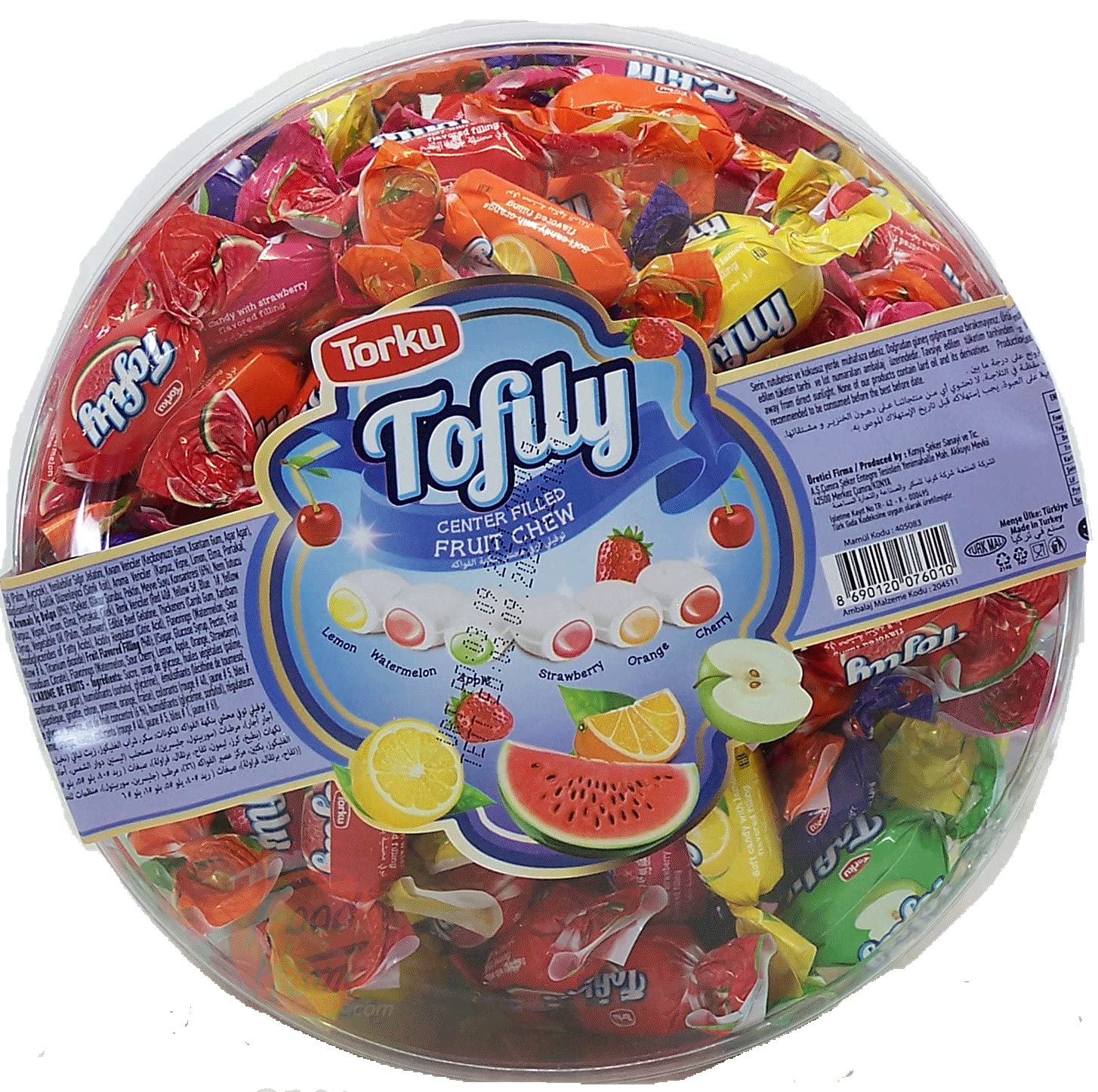 Torku Tofily center filled fruit soft candy, individually wrapped in ...