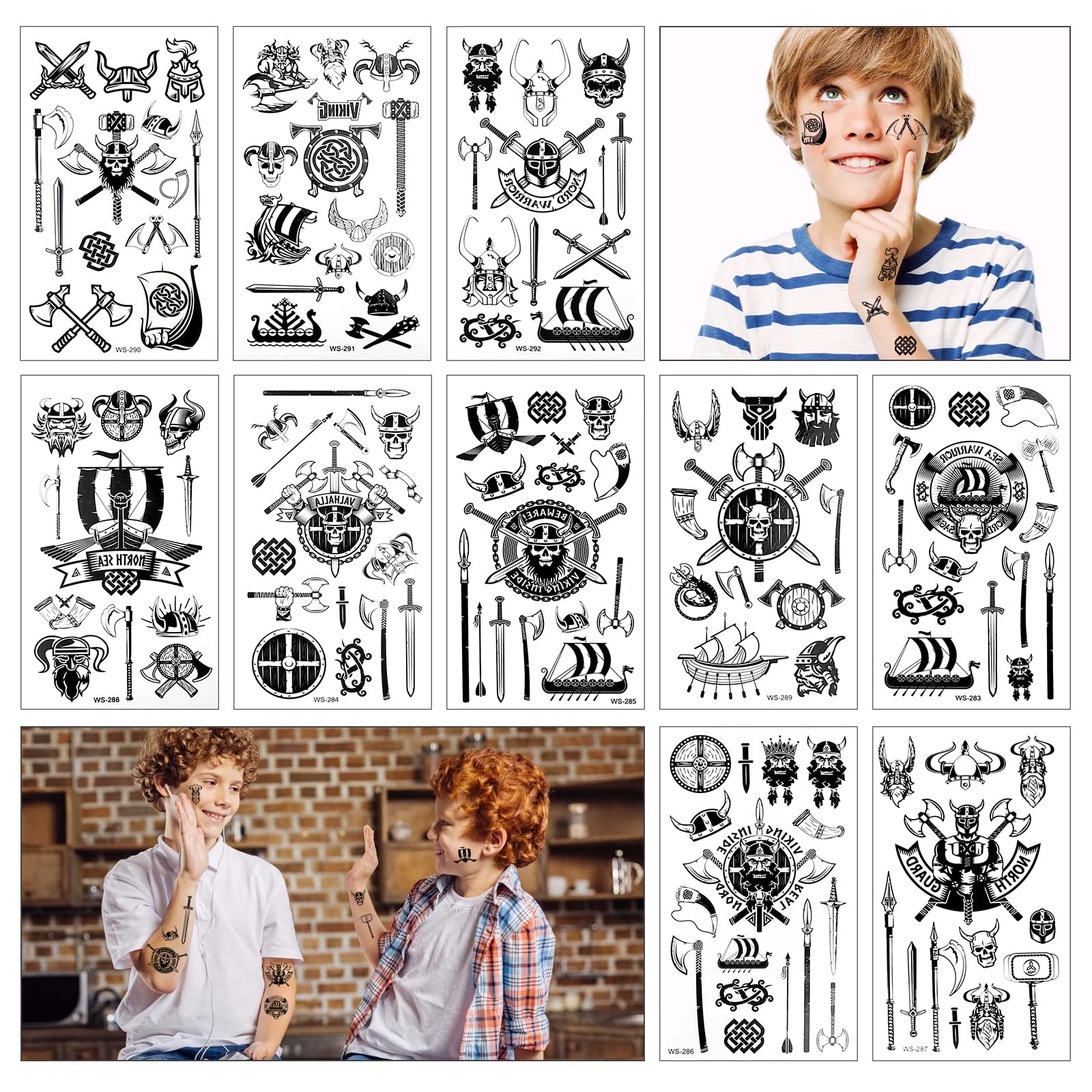 Buy Vegena Temporary Tattoos for Kids, 20 Sheets Pirate Themed Tattoos ...