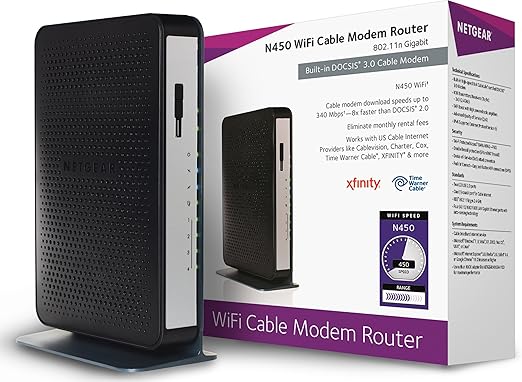 Amazon.com: NETGEAR N450-100NAS (8x4) WiFi DOCSIS 3.0 Cable Modem ...