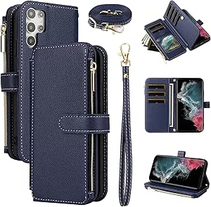 Amazon.com: Furiet Wallet Case for Samsung Galaxy S22 Ultra 5G with Wrist Strap, Shoulder Strap ...