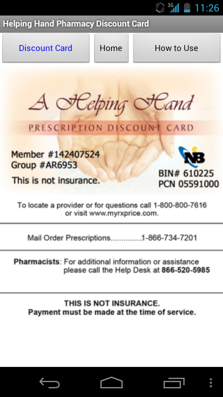 Helping Hand Pharmacy Discount Card - App on Amazon Appstore