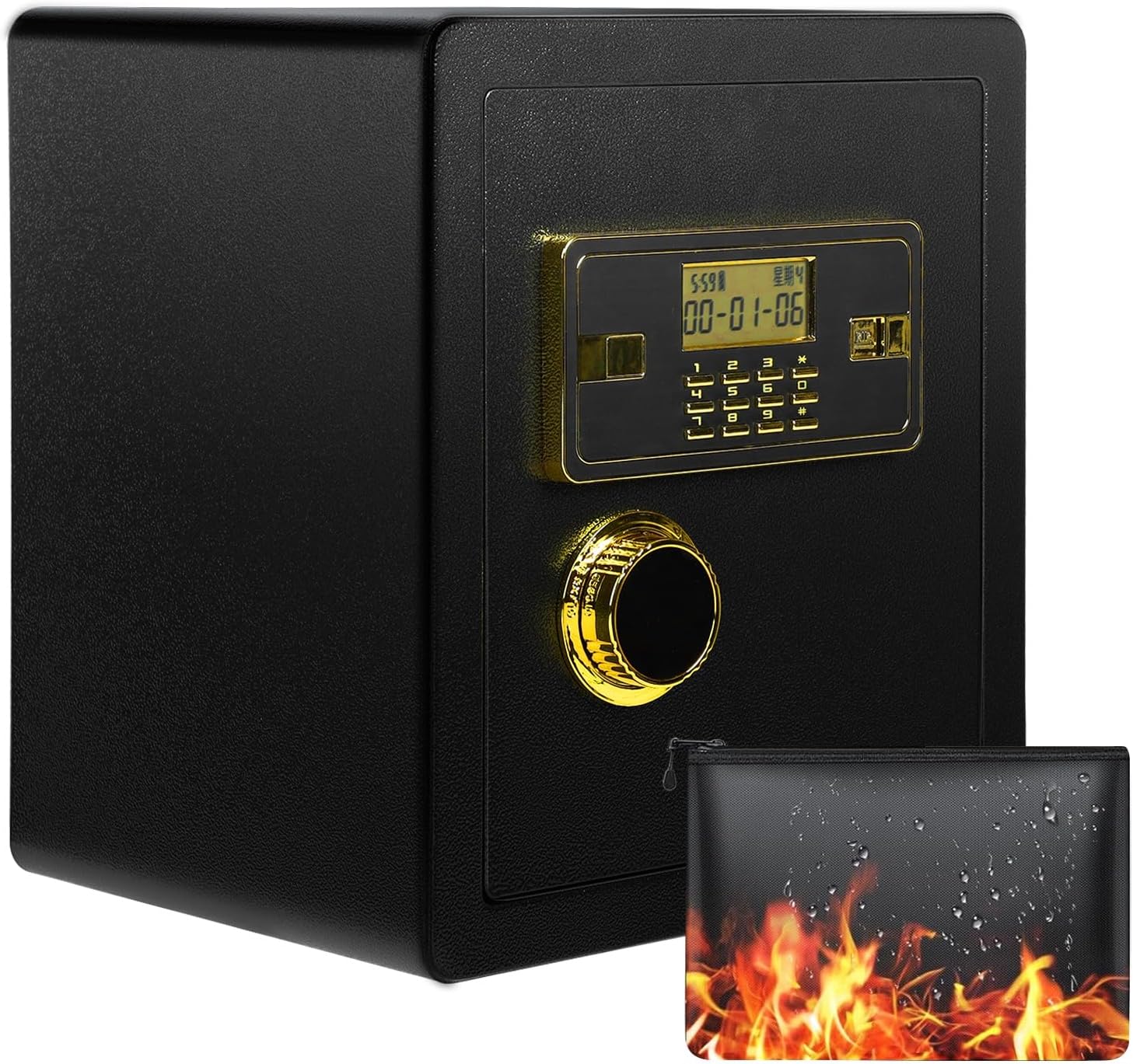 OSKOPWRC 40cm Steel Safe Lock Box, Fireproof Waterproof Digital Keypad ...