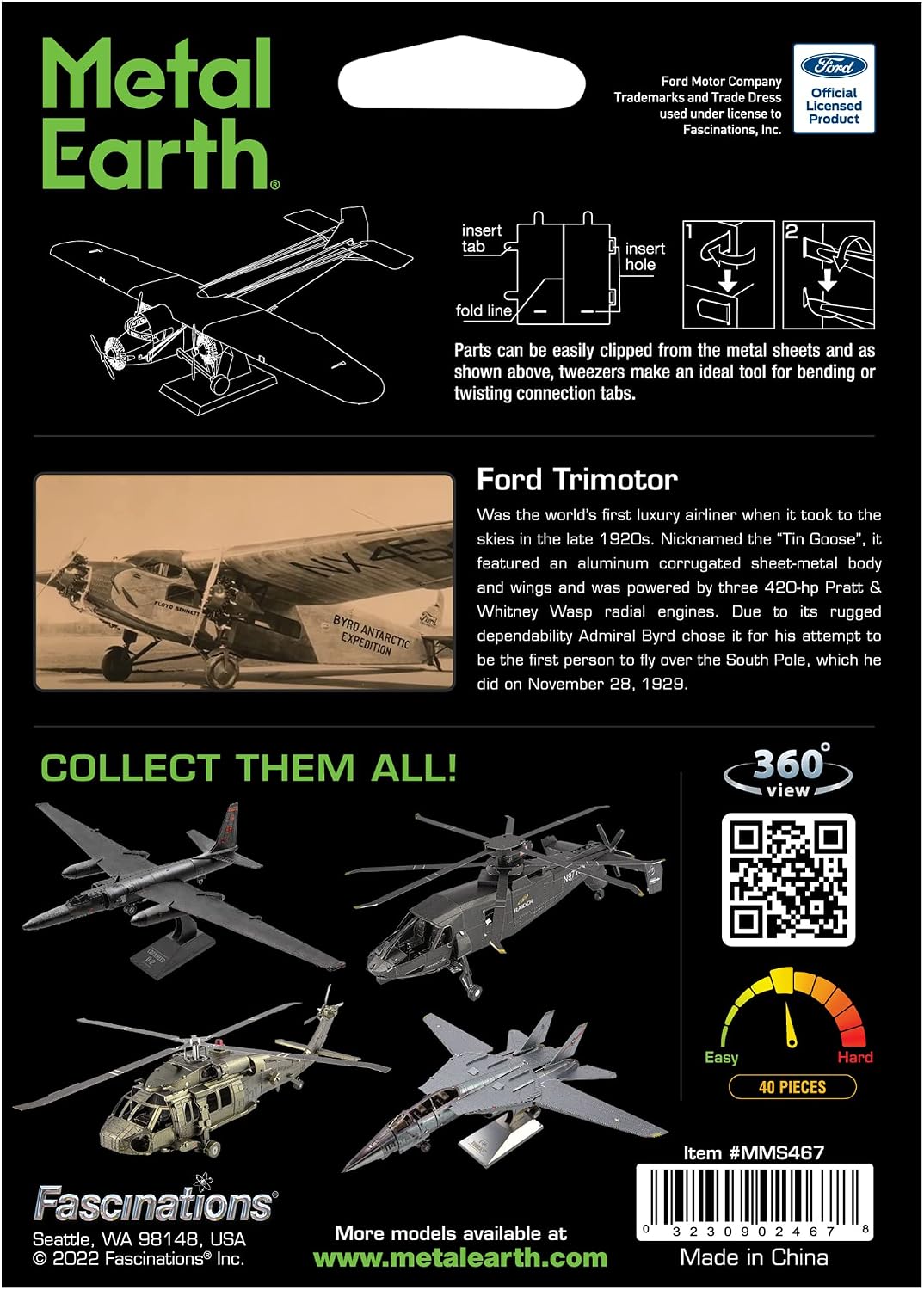 Metal Earth Ford Trimotor – Kit de modelos de metal 3D Fascinations ...