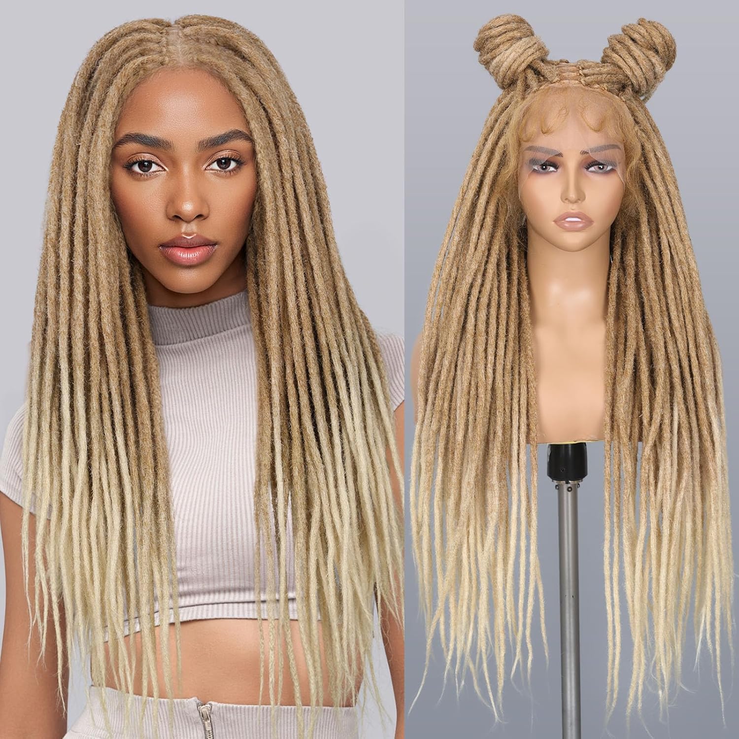 Amazon.com: HANNE Full Lace Dreadlock Wig with Baby Hair 30 Inch Faux ...