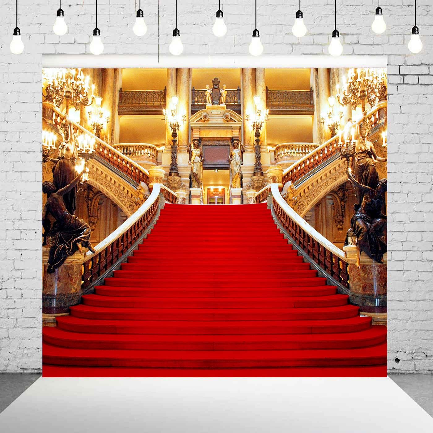 Amazon.com : GURETER Red Carpet Gold Hall Backdrop, 10x10ft Paris Opera ...