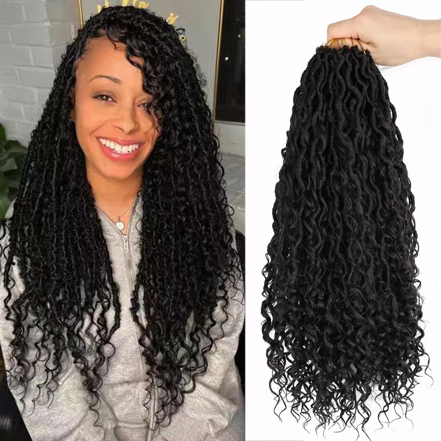 Amazon.com : LMZIM 18 inch Goddess Locs Crochet Hair 8 Packs Faux Locs ...