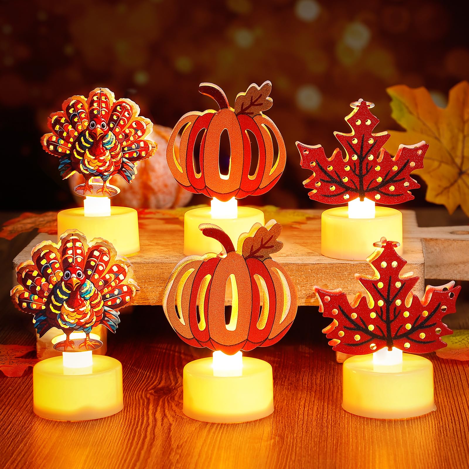 Amazon.com: Alphatool Thanksgiving Tea Lights Flameless Candles ...