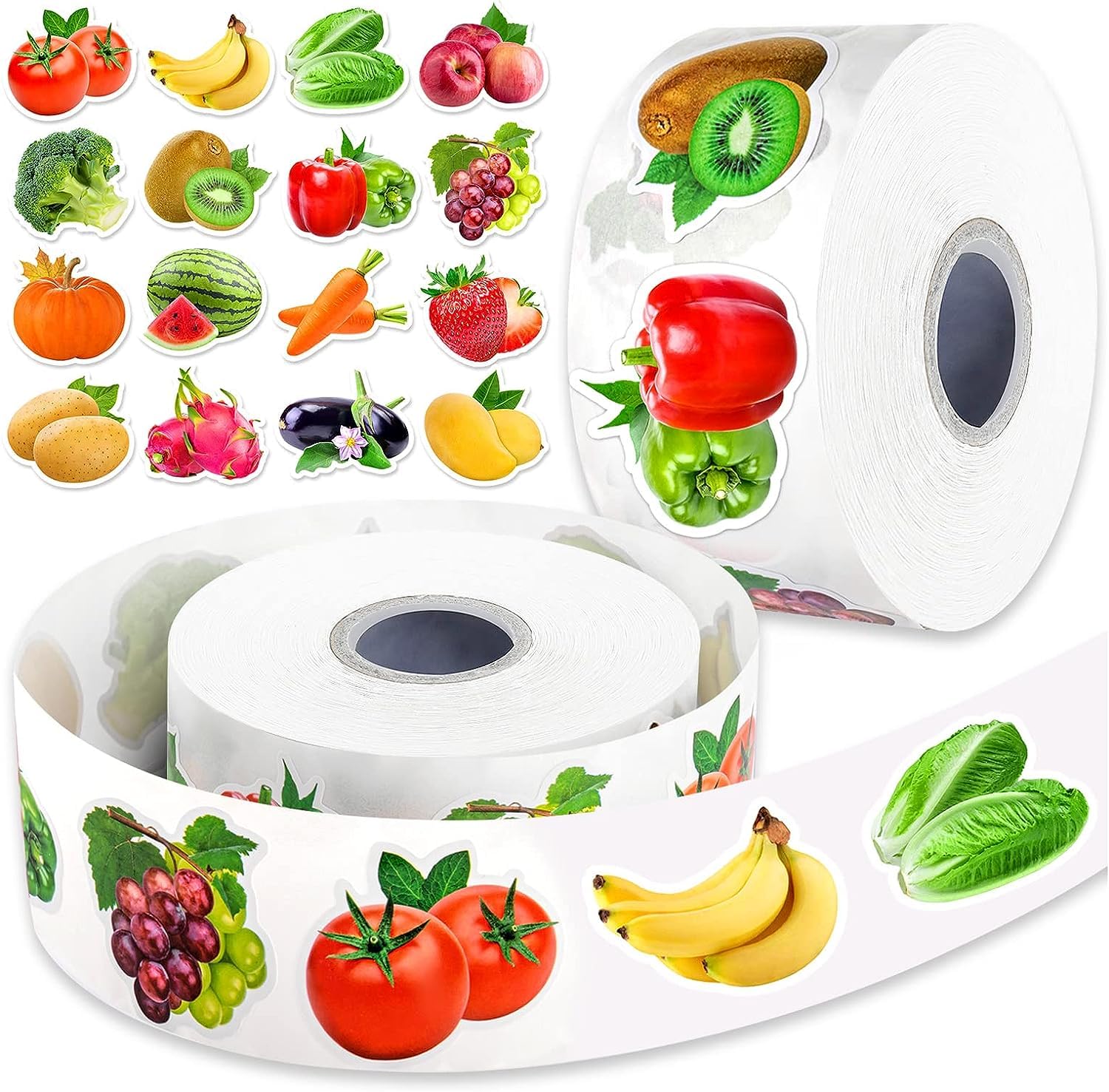 1200Pcs Fruit Vegetable Stickers, 16 Styles Cute Food Stickers for Kids ...