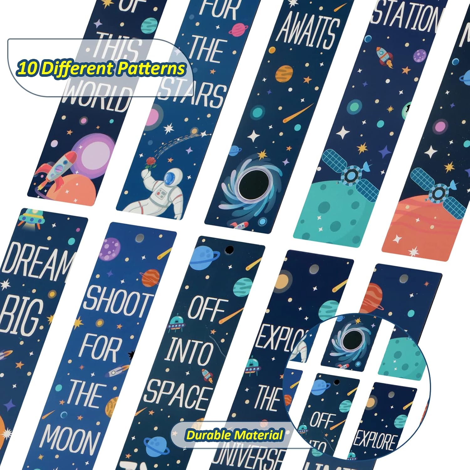 10 Pcs Bookmarks, ZYNERY Moon Star Celestial Astronaut Satellite Theme ...