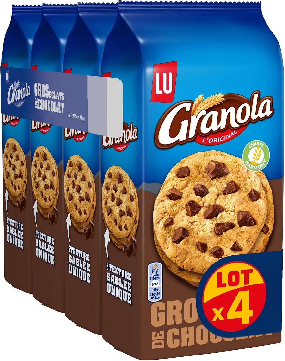 LU GRANOLA - 4 Sachets de Cookies Granola aux Gros Eclats de Chocolat ...