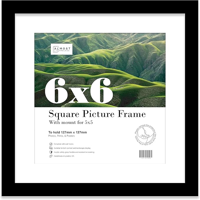 Almost Frameless 6x6 Picture Frame, Display Pictures 5x5 With Mat or ...
