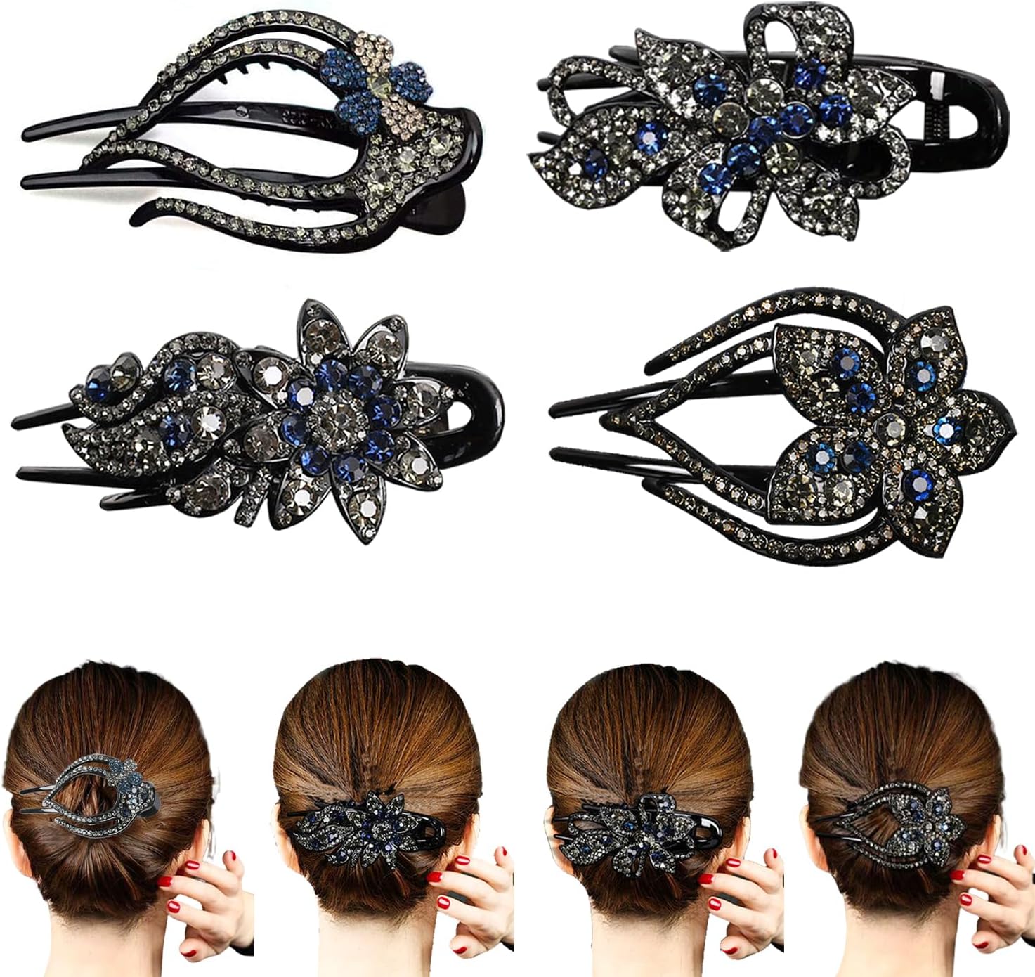 Amazon.com : Mistofu 3 Pcs Womens French Curved Hair Clip No Slip ...