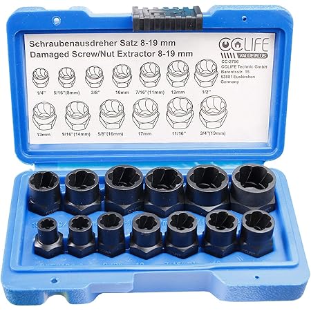CCLIFE 13 pcs Universal Nut Removal Tool Bolt Damaged Extractor Set ...