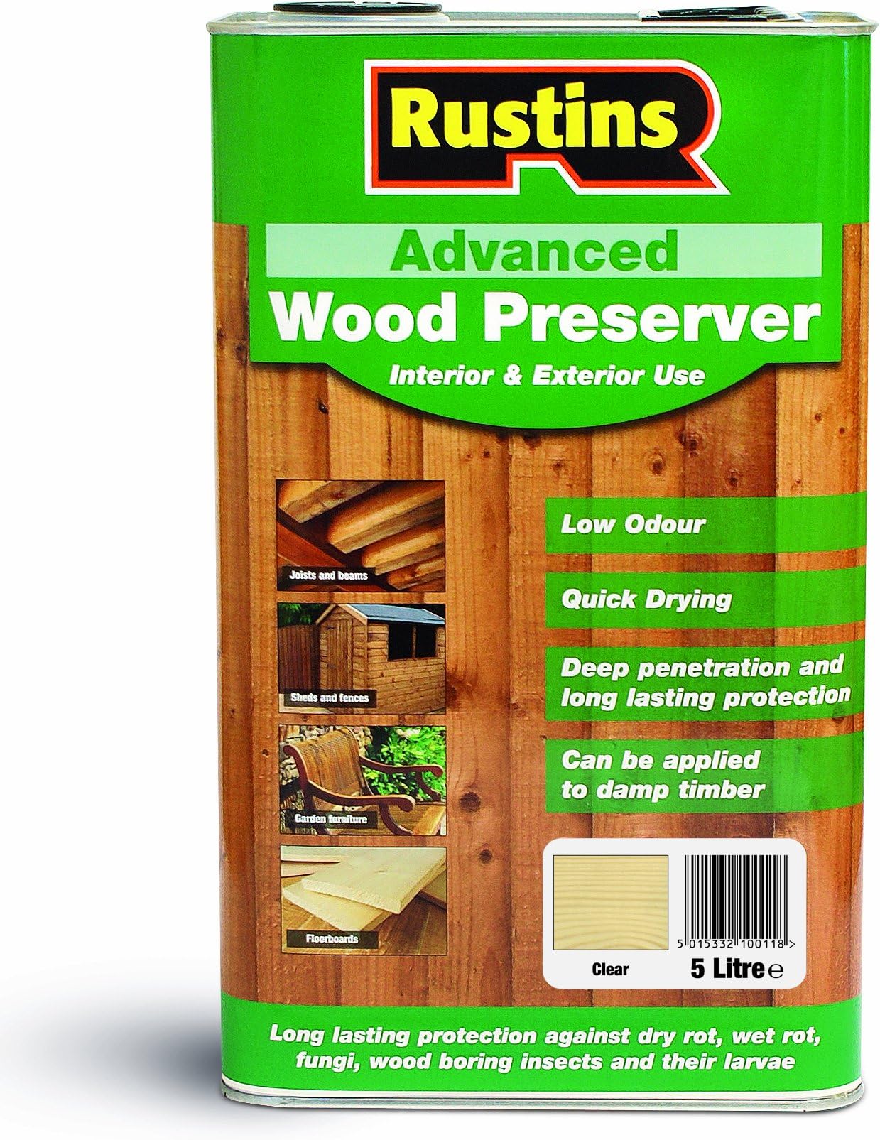 Rustins AWCL5000 Advanced Wood Preserver, Clear 5L : Amazon.co.uk: DIY ...