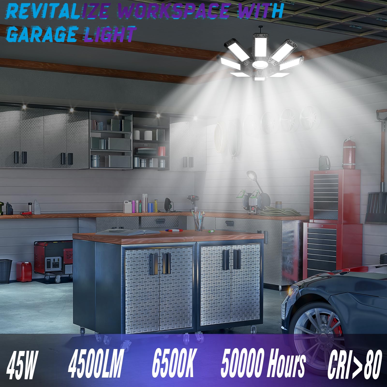 Snapklik.com : ISKYDRAW Garage Light 45W 4500LM Bright Shop Light