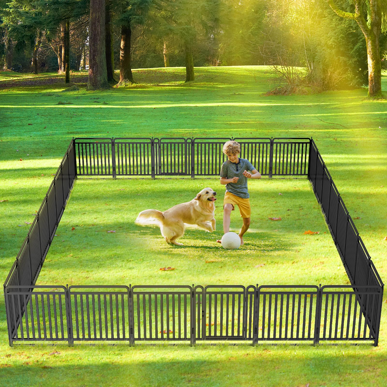 Outdoor Portable Dog Fence PawHut Heavy Duty Pet Playpen, 12 Panels