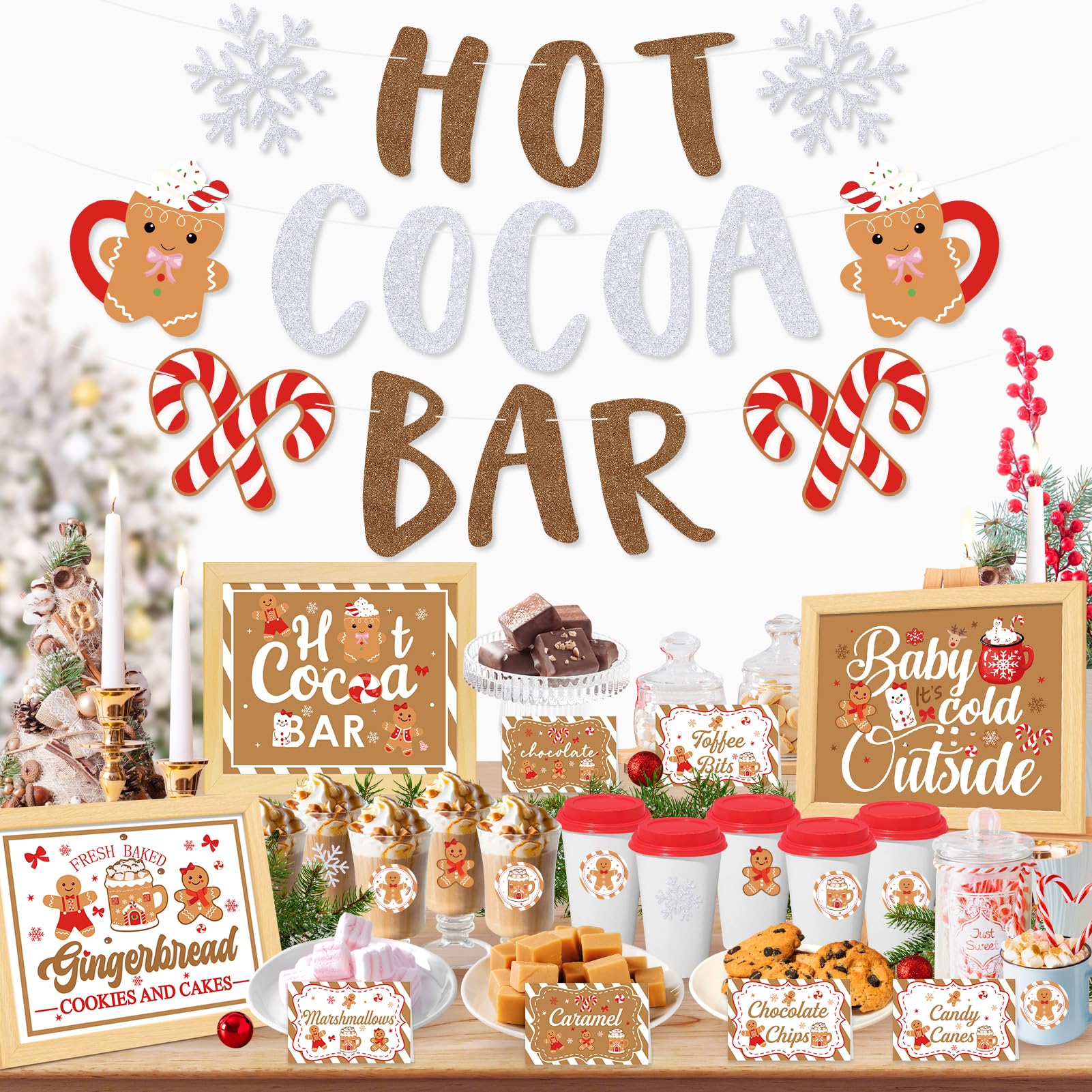 Amazon.com: Gingerbread Man Hot Chocolate Bar Kits, Christmas Theme ...