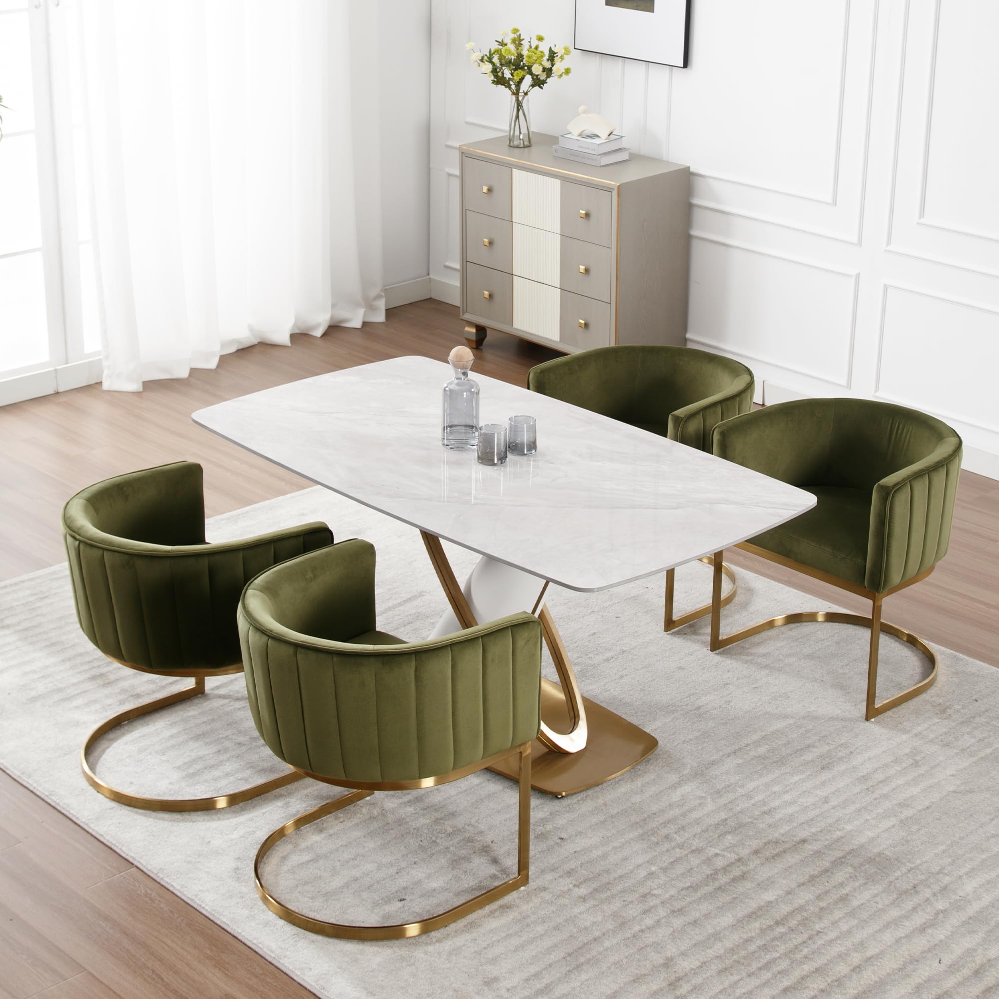 Amazon.com - LZAREAL Upholstered Comfy Dining Chairs Set of 4 Kitchen ...