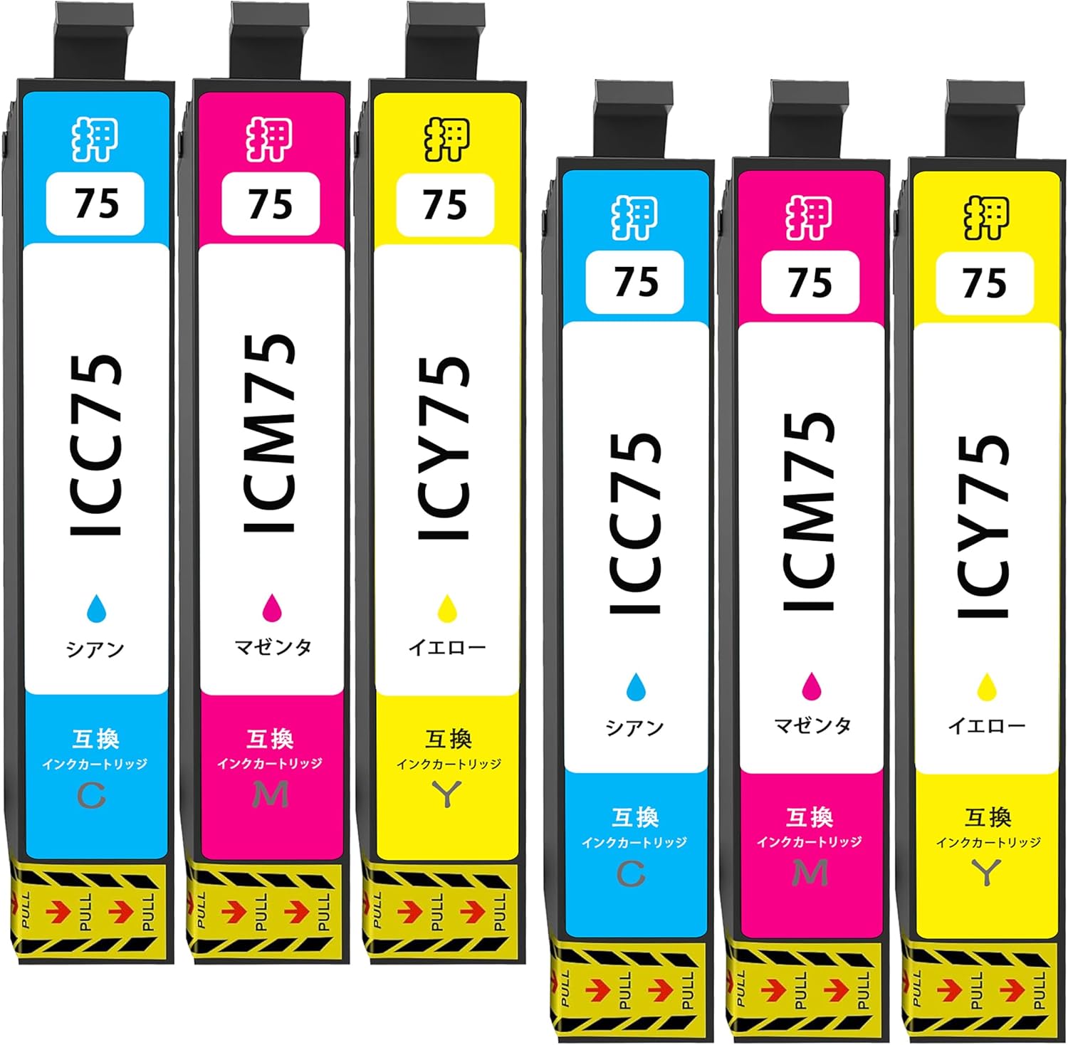 Amazon.co.jp: 【埼京企画】IC75(2C/2M/2Y) 6本セット 互換インクカートリッジ ふで (IC75 ICC75 ICM75 ICY75 IC4CL75) 純正インクと ...