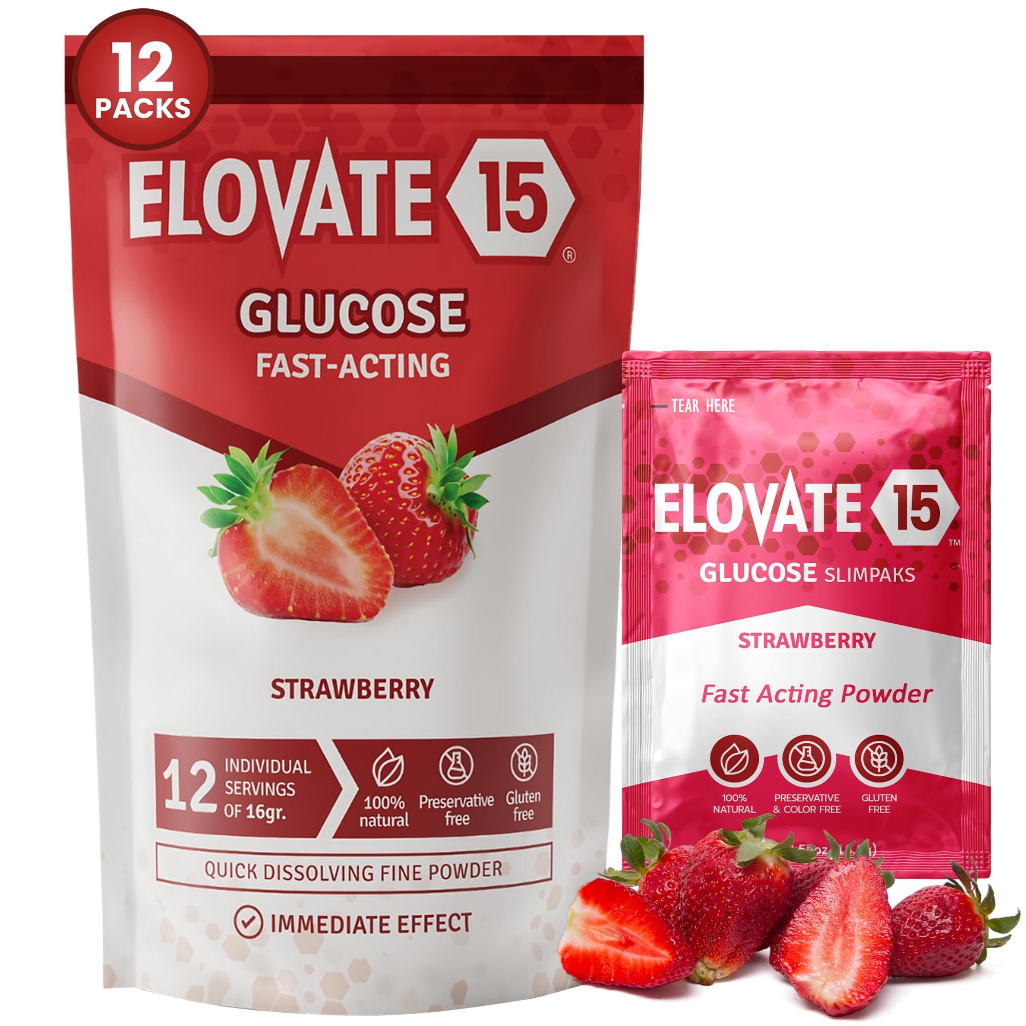 Amazon.com: Elovate 15 Slimpaks Glucose Powder - Fast Acting Glucose ...