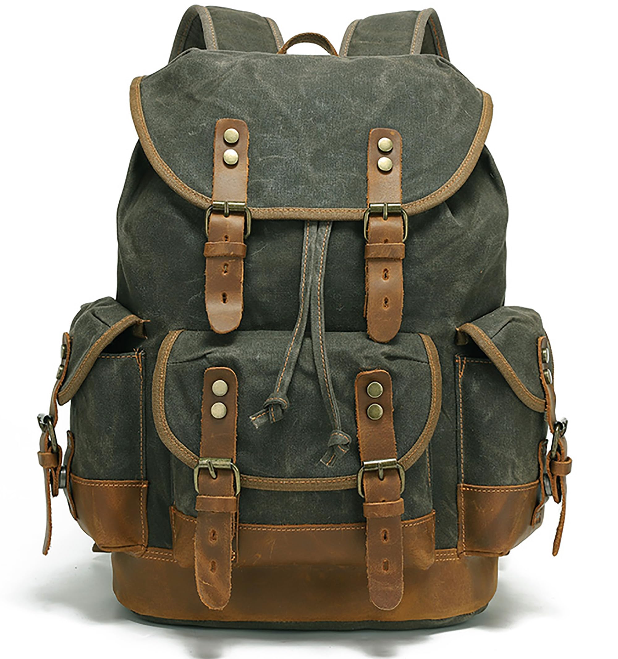 Amazon.com: HuaChen Vintage Wax-Coated Canvas & Leather Backpack ...