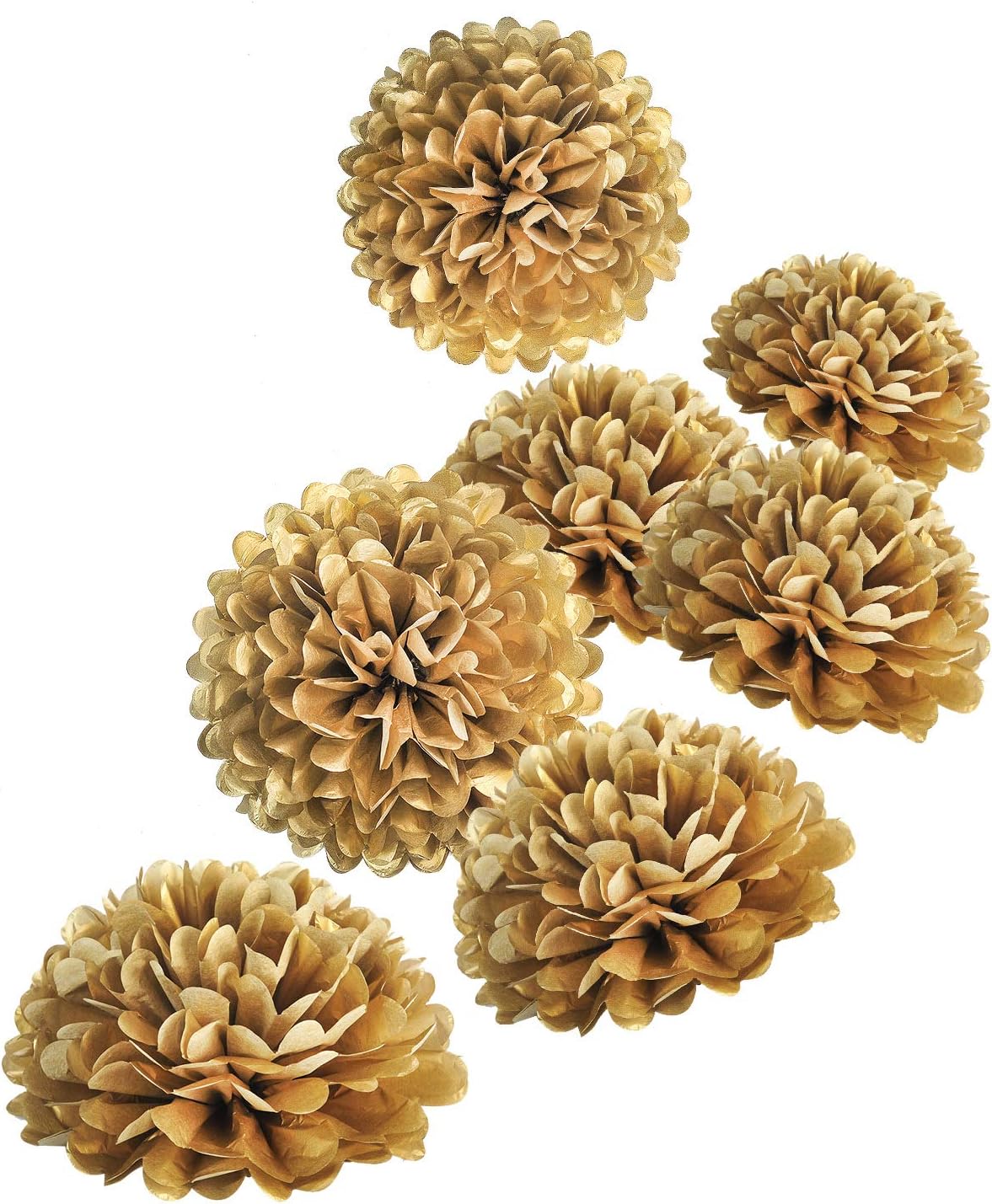 Amazon.com: Gold Paper Pom Poms - Party Tissue Paper Flowers Balls ...