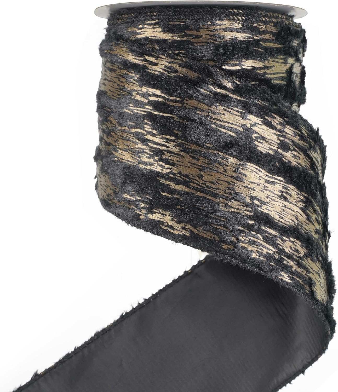 Amazon.com: HUIHUANG Black Christmas Wired Ribbon 4 inch Black and Gold ...