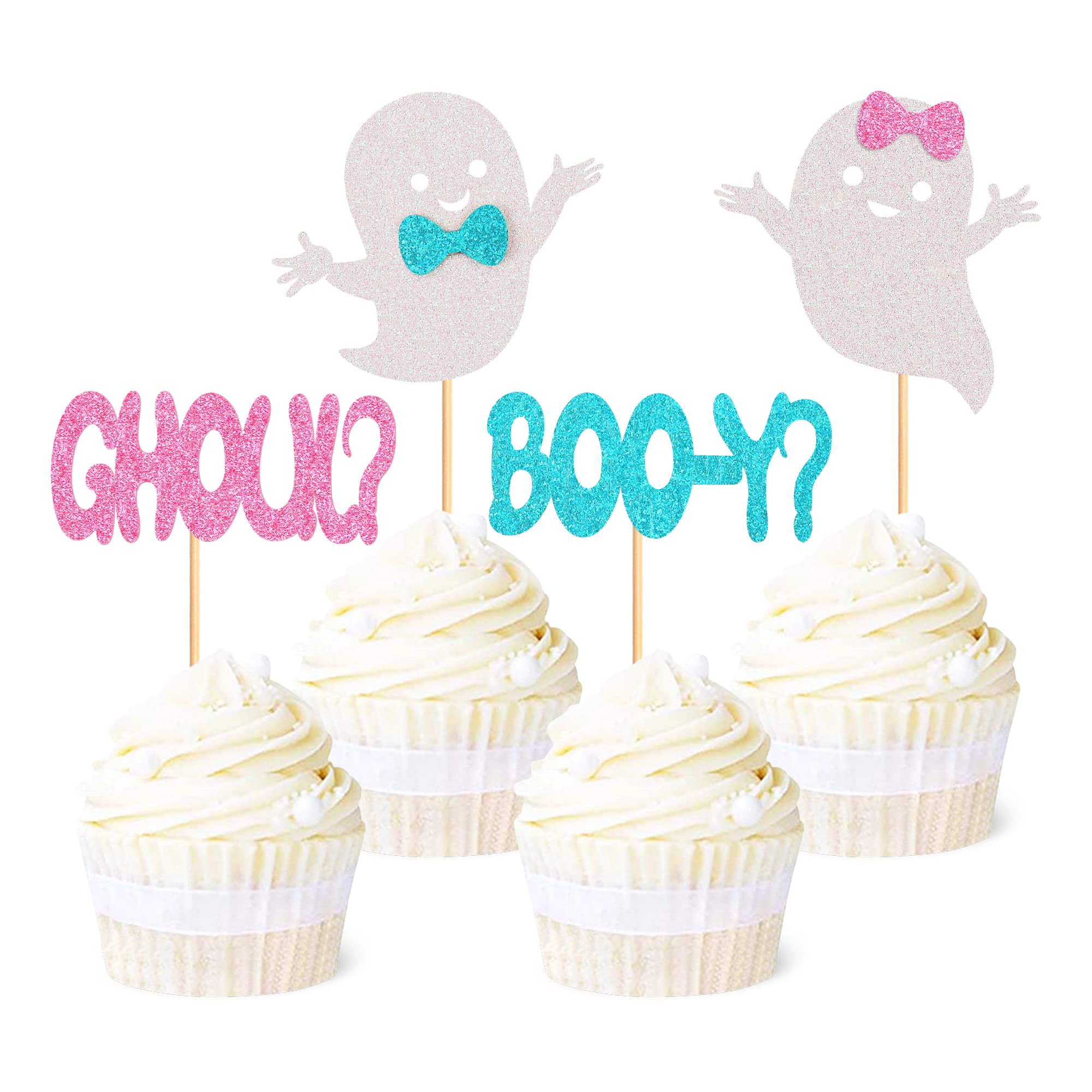 Amazon.com: Ercadio 24 Pack Boo-y or Ghoul Cupcake Toppers Glitter ...