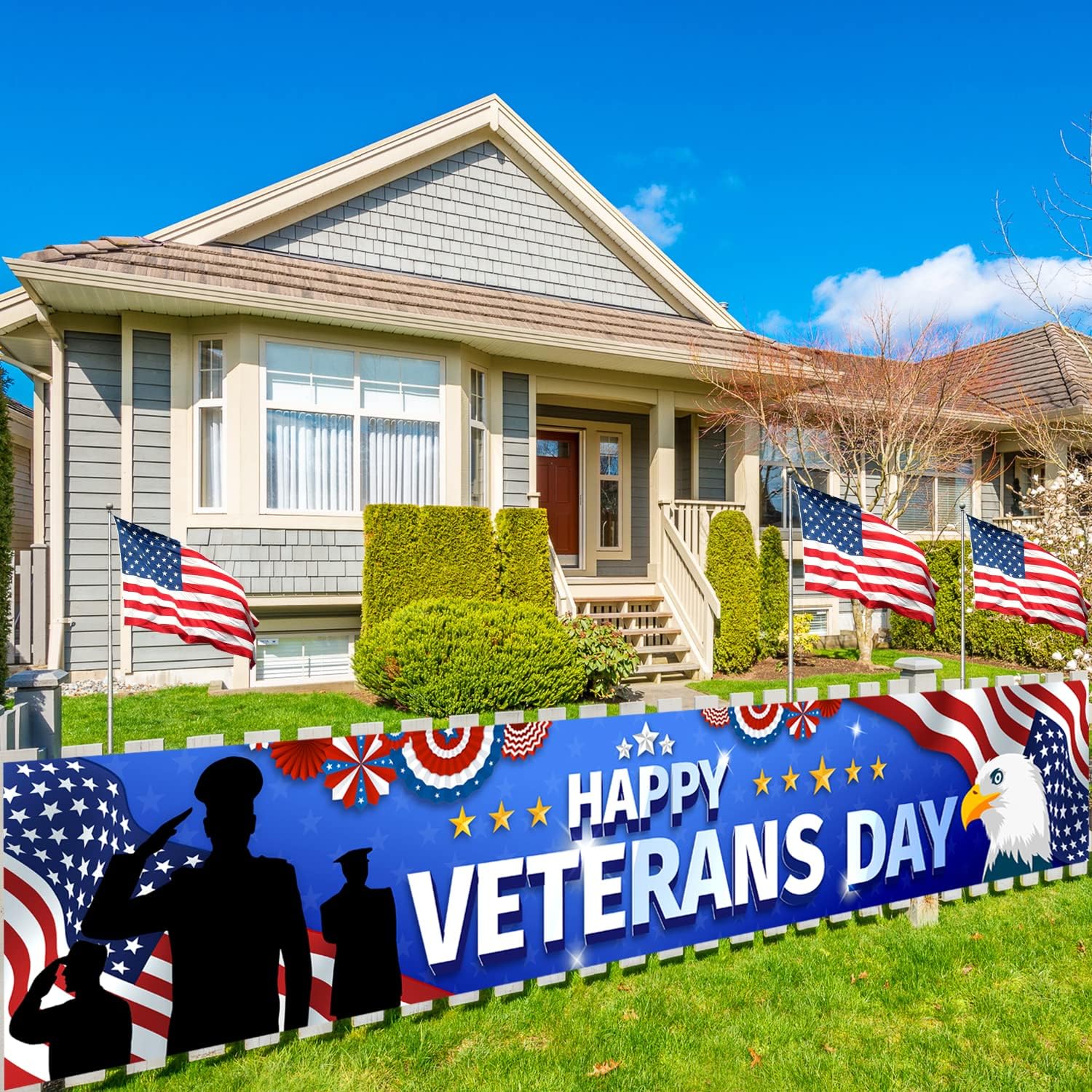 Amazon.com : Memorial Day Decorations Outdoor Banner 4th of July ...