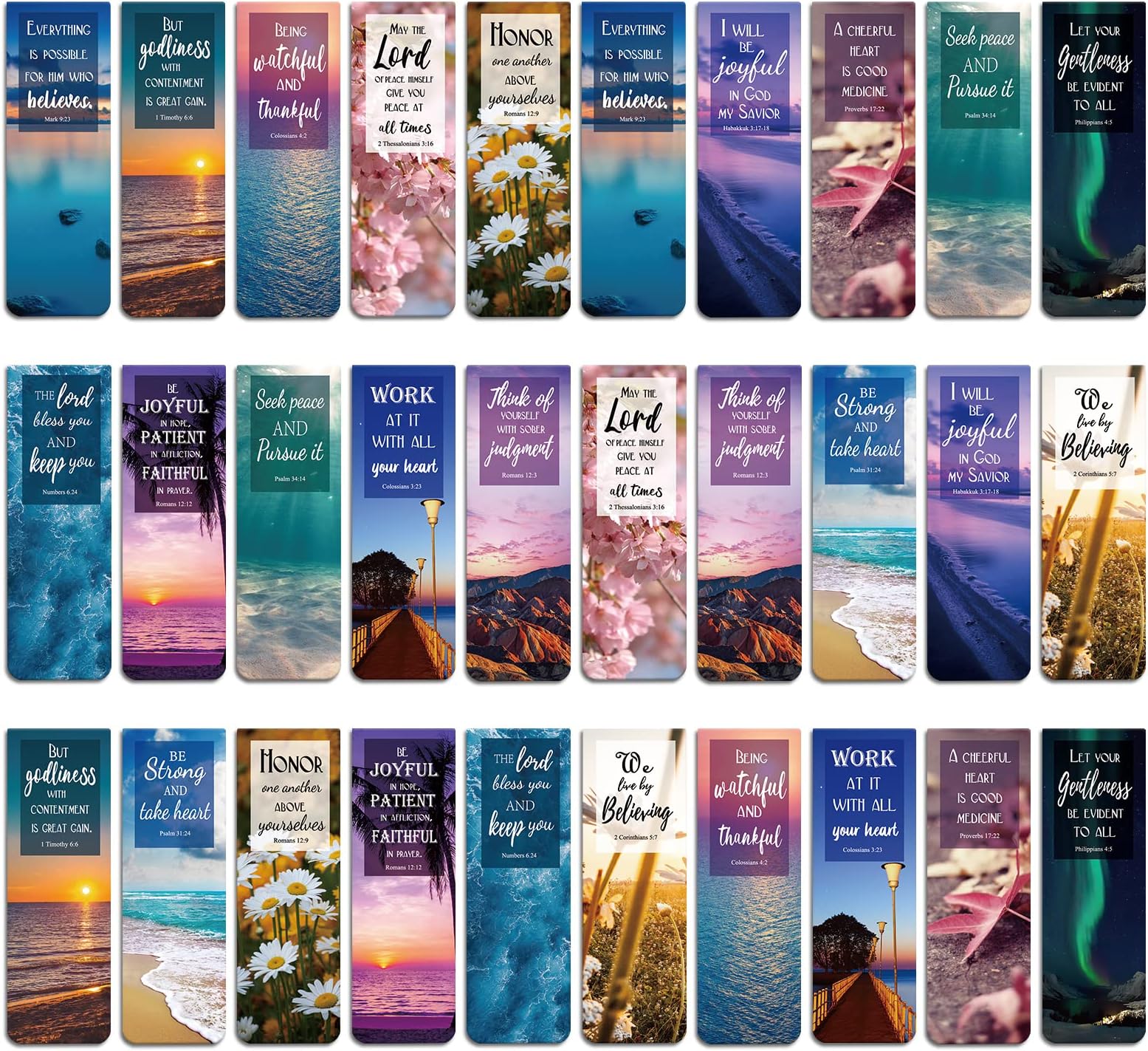 72 Pieces Bible Magnetic Bookmarks with Scripture Verses, 12 Religious ...