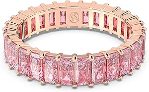 Swarovski Matrix ring, Baguette cut, Pink, Rose gold-tone plated, 50 ...