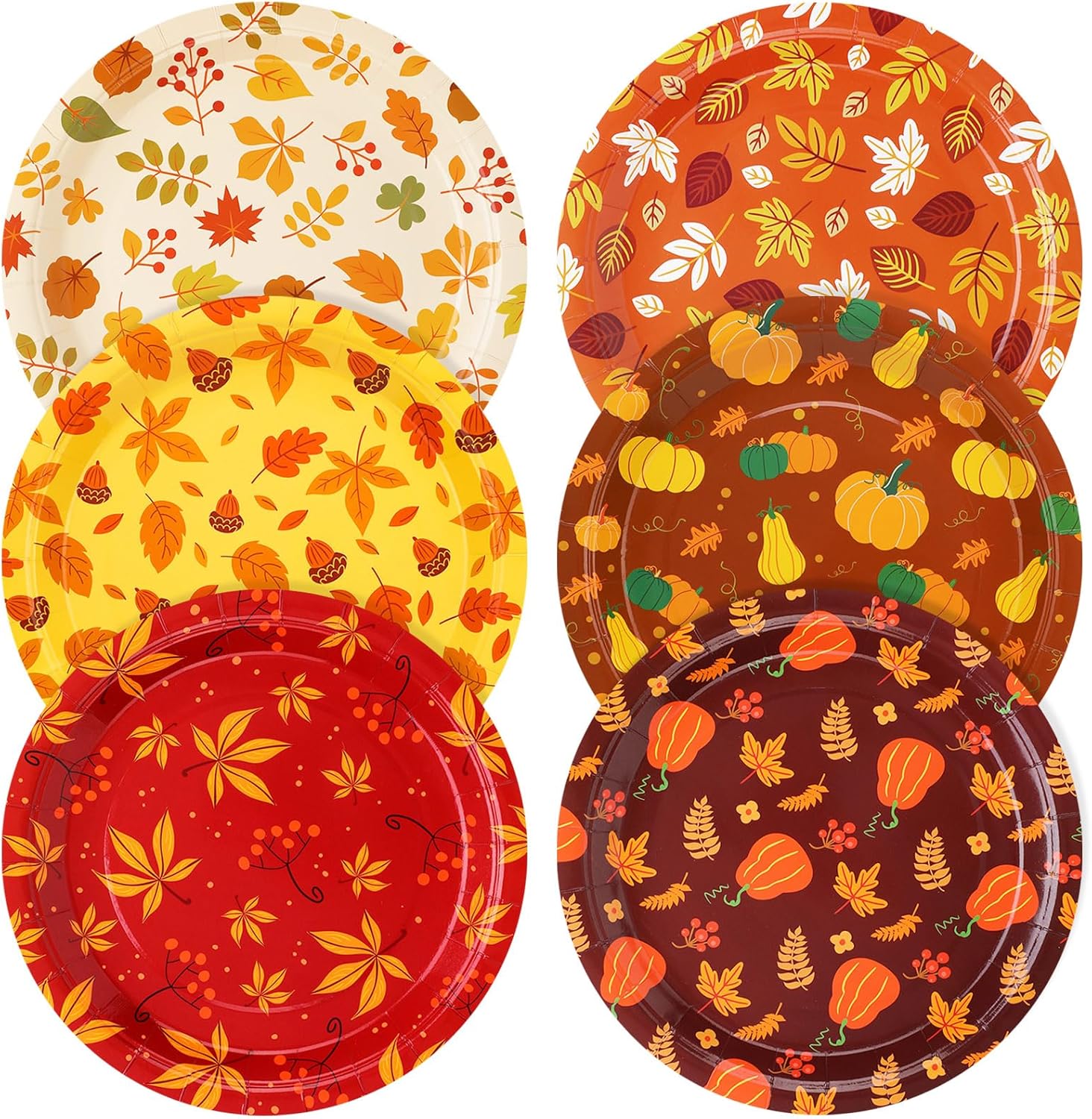 Amazon.com: Jinei 60 Pack Fall Paper Plates 9 Inch Thanksgiving Dessert ...