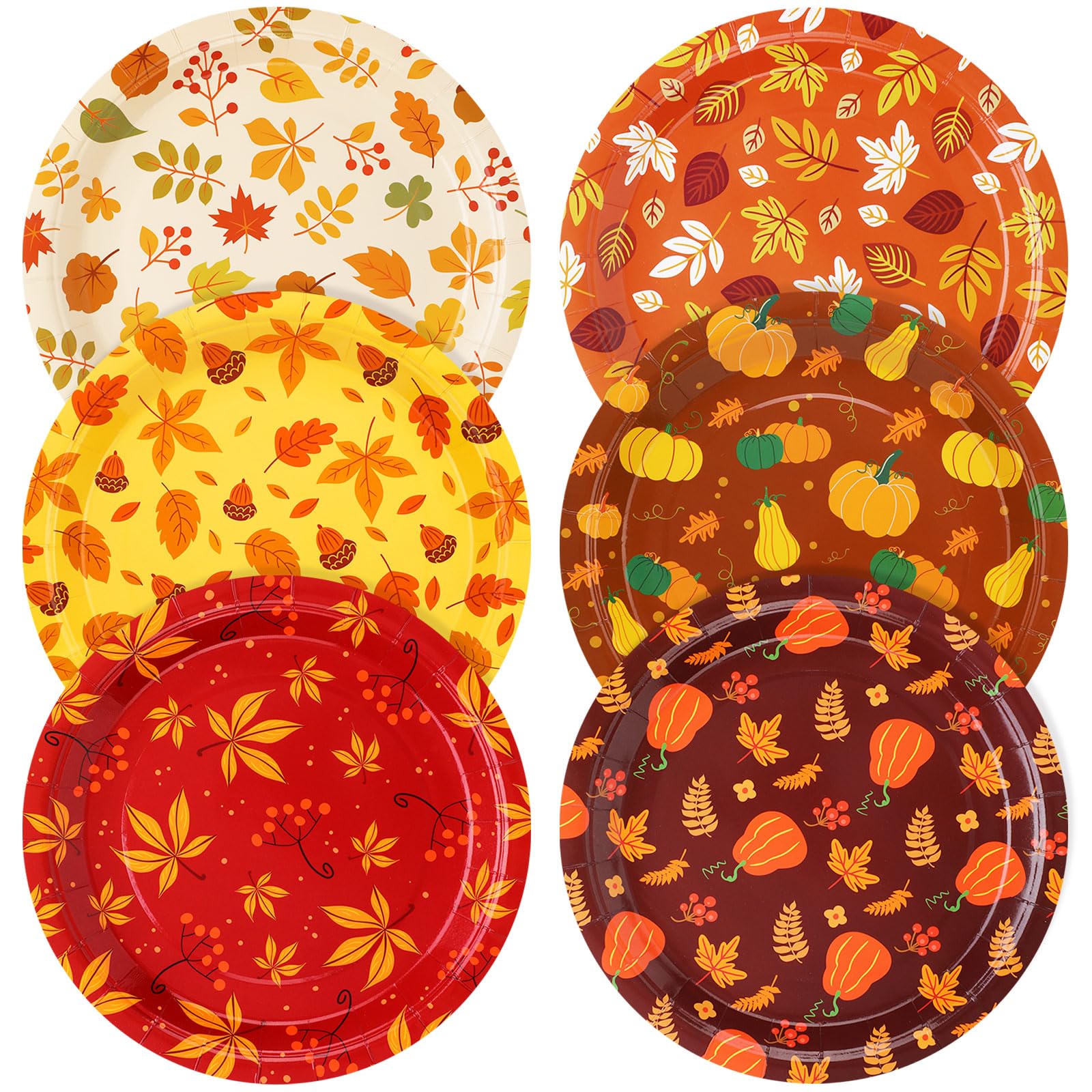 Amazon.com: Jinei 60 Pack Fall Paper Plates 9 Inch Thanksgiving Dessert ...