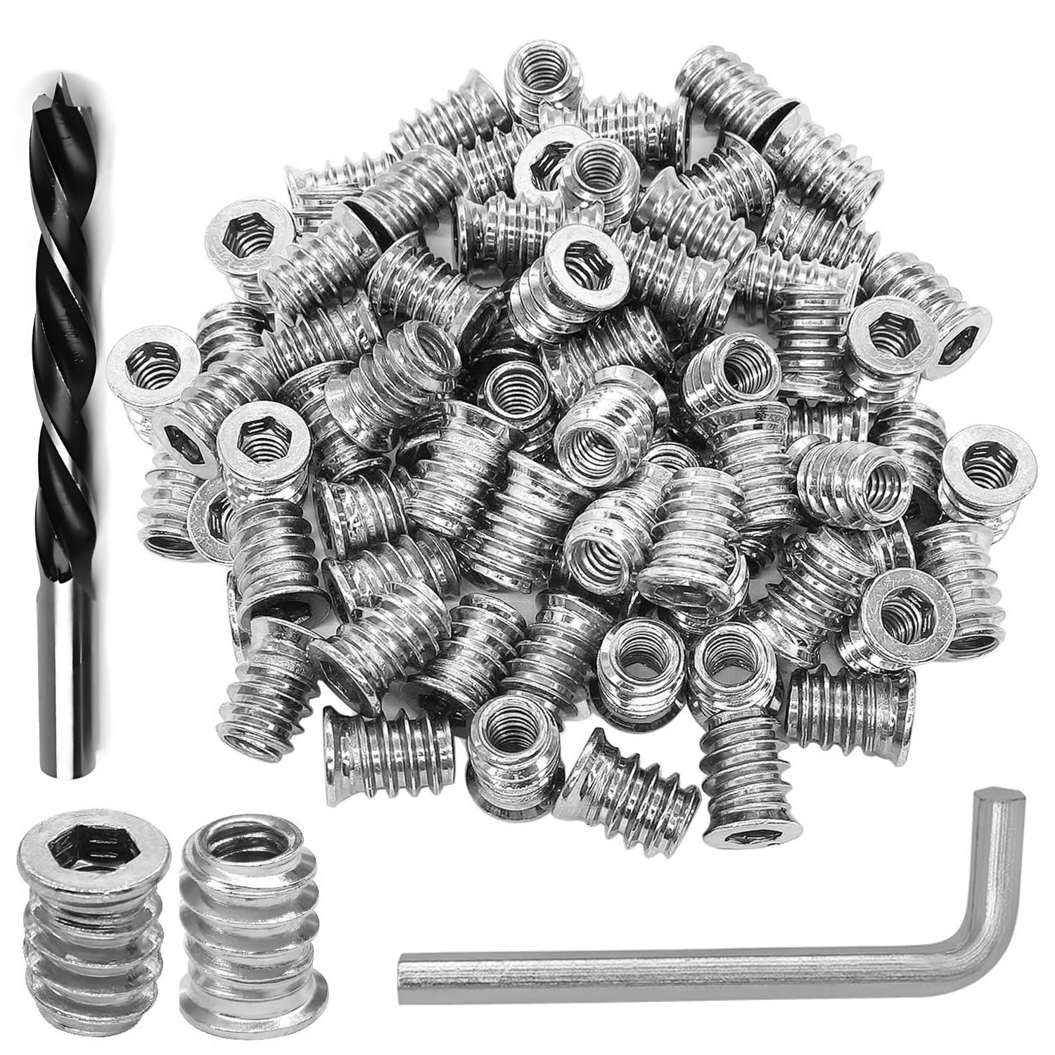 Wadayu 50pcs Threaded Inserts for Wood, Screw in Nut Fastener Connector ...