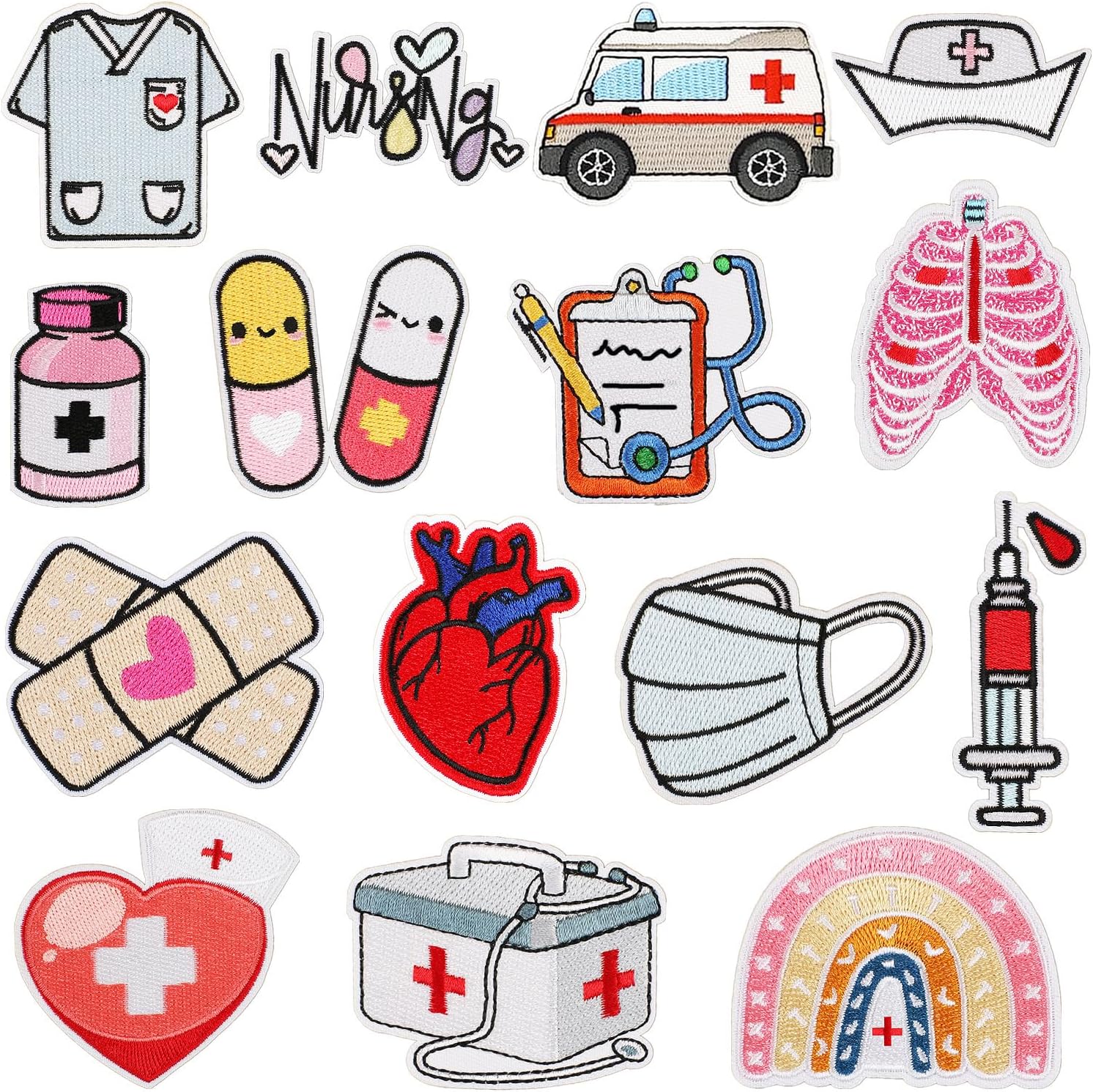 Amazon.com: 15Pcs Assorted Nurse Embroidered Patches Cute Medical ...