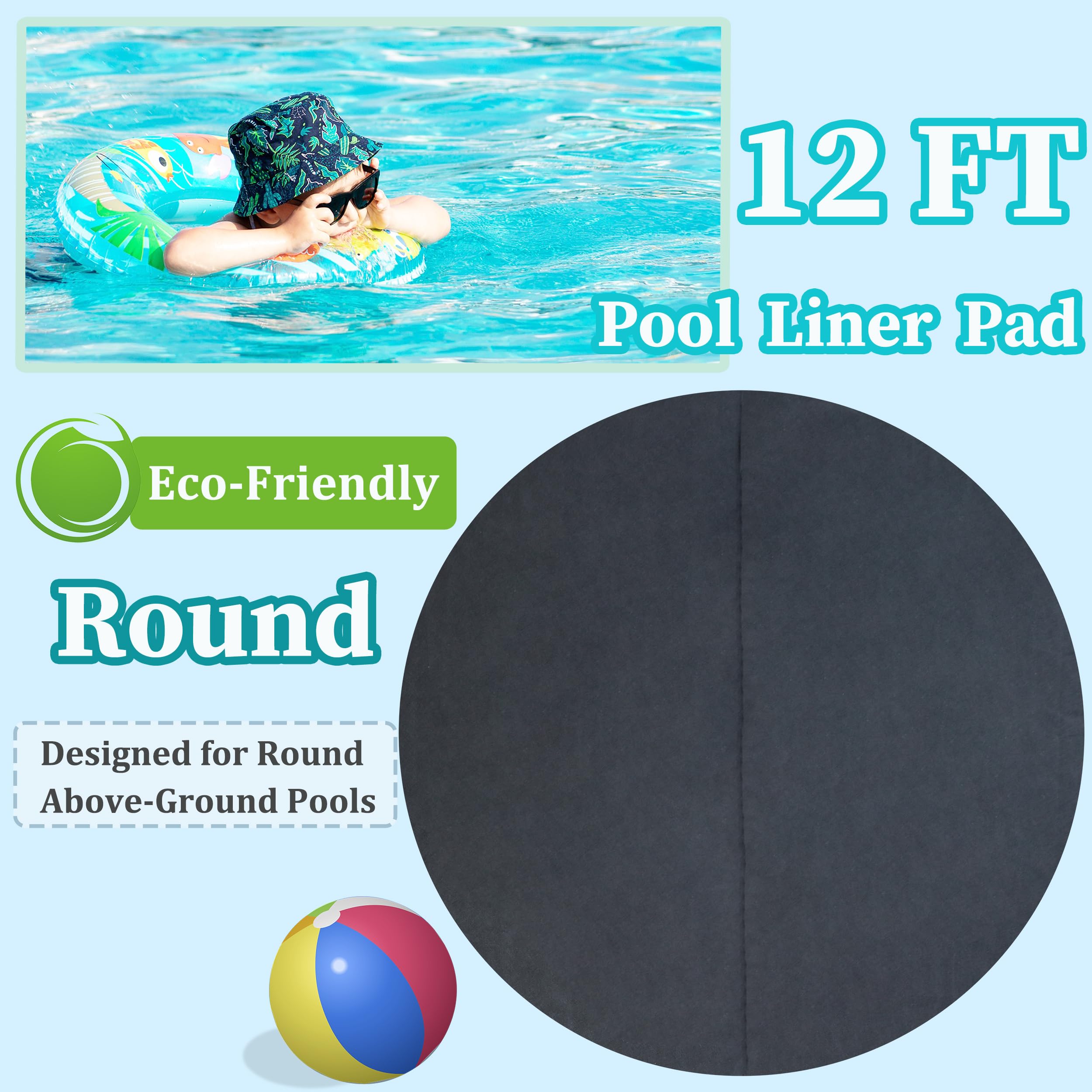 Snapklik.com : Ogrmar 12FT Round Pool Liner Pad For Above Ground ...