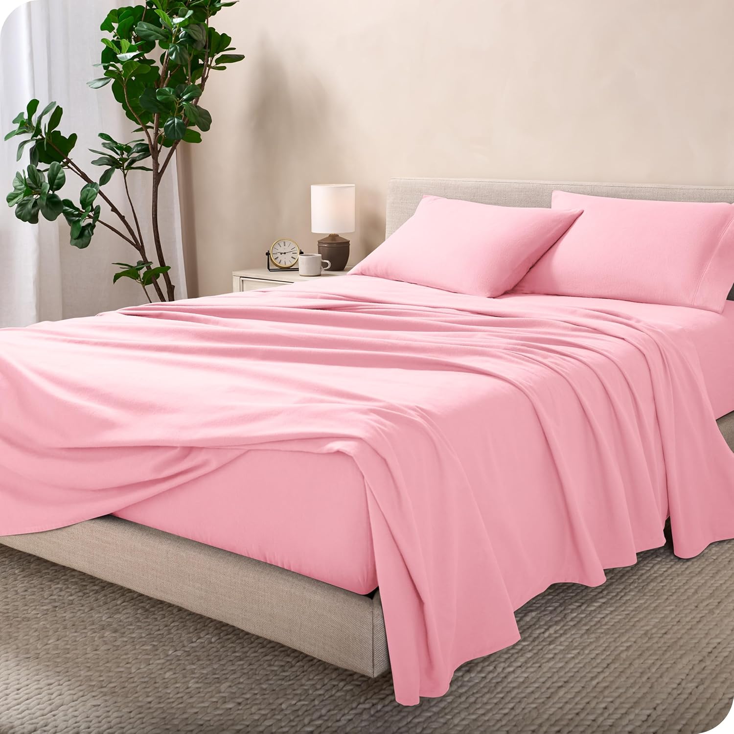 Amazon.com: Bare Home Flannel Sheet Set 100% Cotton, Velvety Soft ...
