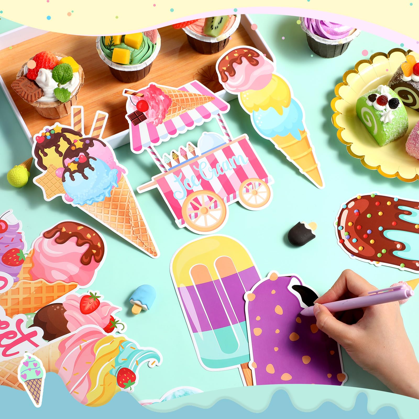 Snapklik.com : 60 Pcs Ice Cream Decorations Ice Cream Bulletin Board ...