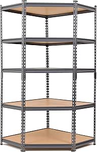 Heavy Duty Corner Steel Shelving Garage Racking Unit 175kg per shelf (5 ...