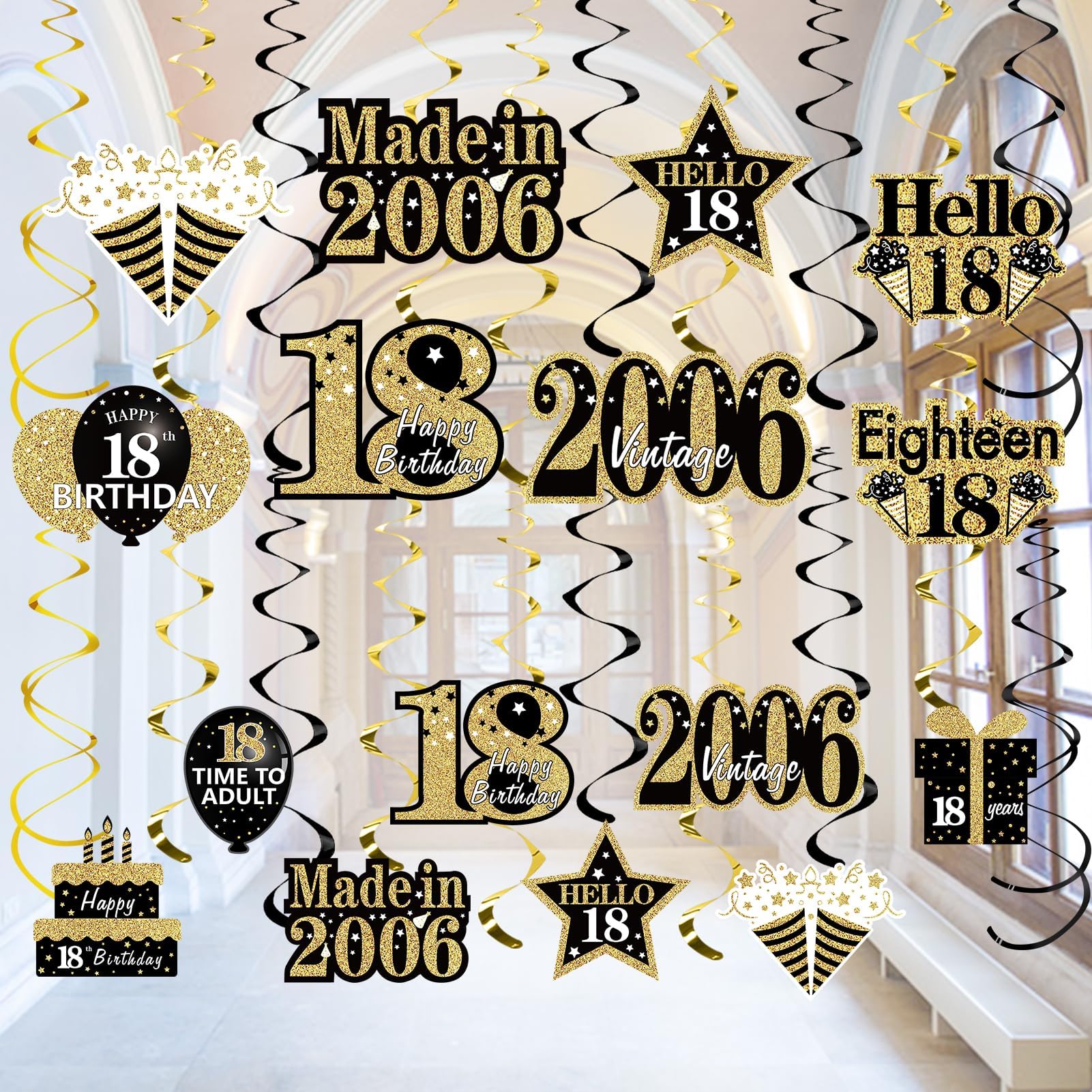 Amazon.com: Turypaty 18th Birthday Decorations Hanging Swirls for Boys ...