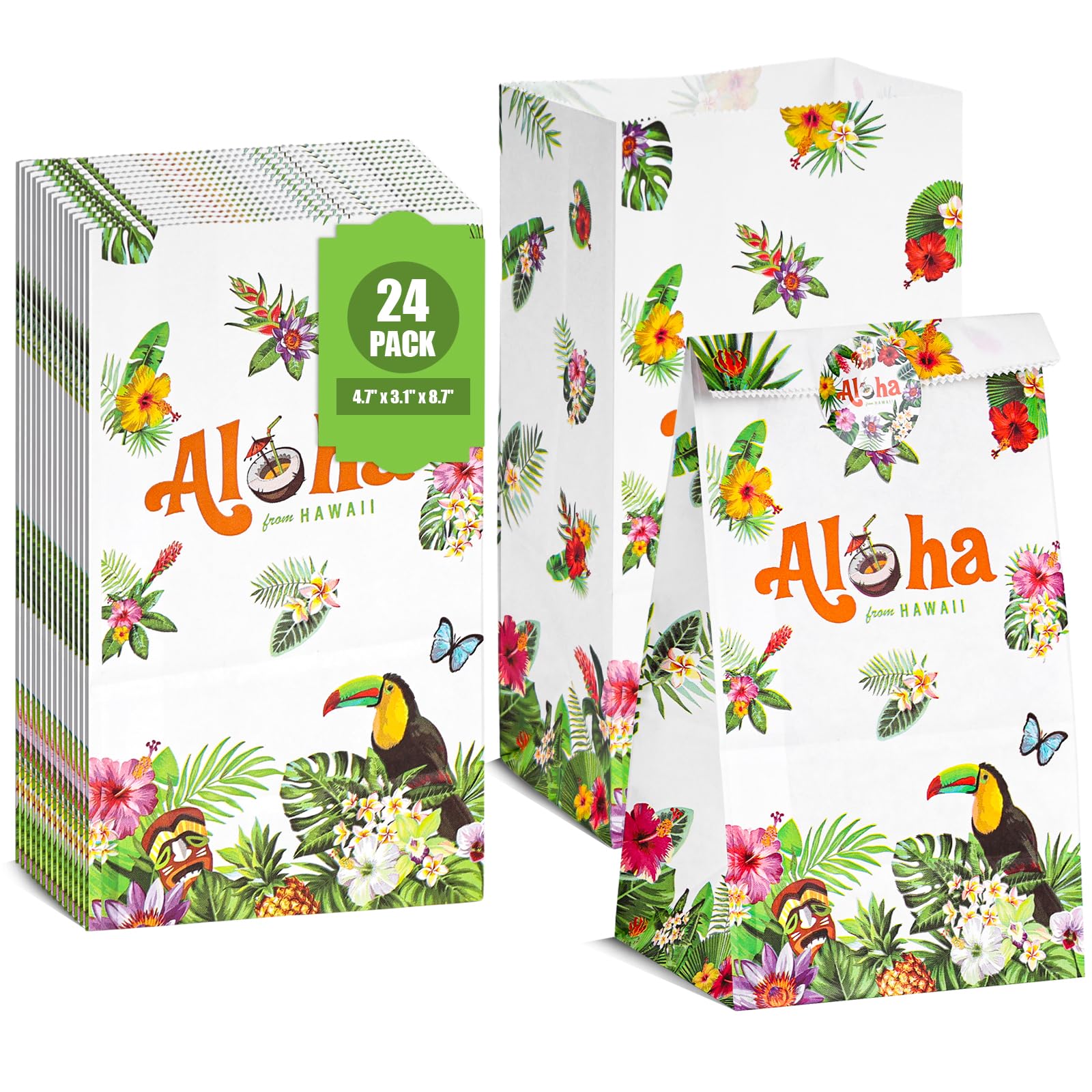 Amazon.com: VGOODALL 24PCS Party Favor Bags, Luau Hawaii Treat Bags ...