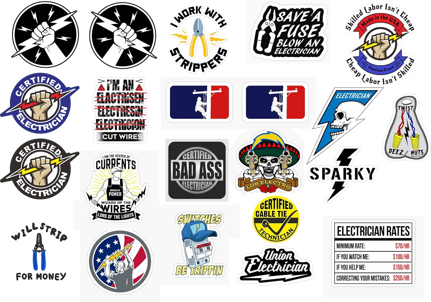 Amazon.com: 21 pcs Electrician Hard Hat Stickers, for Hard Hat, Window ...