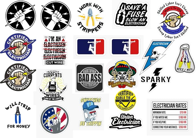 Amazon.com: 21 pcs Electrician Hard Hat Stickers, for Hard Hat, Window ...