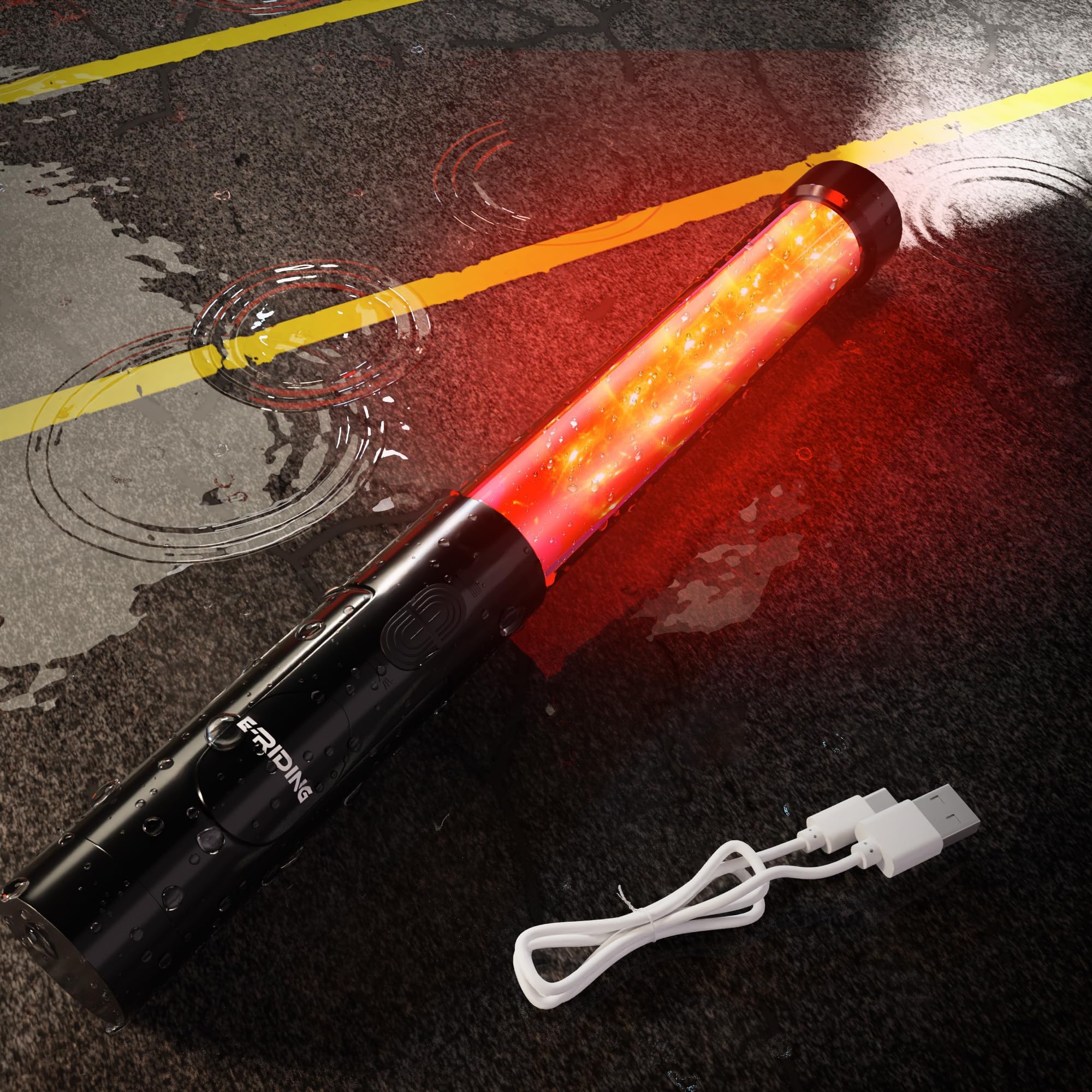 16 inch Traffic Wand Small Orange LED Safety signal Wand Work Light ...