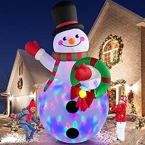 Amazon.com: 8FT Christmas Inflatables Outdoor Decorations, Inflatable Snowman Holding Garland ...