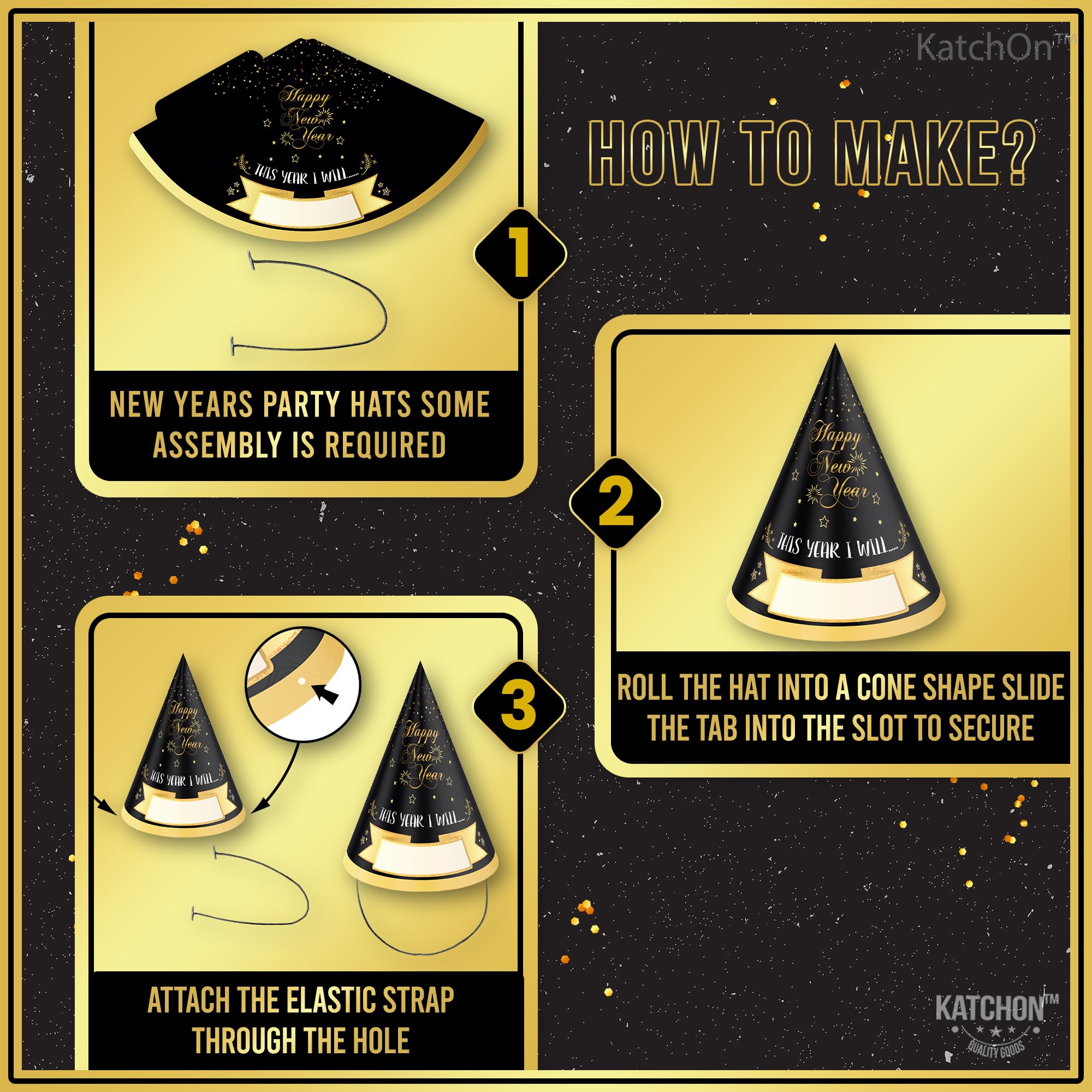 Snapklik.com : Happy New Years Hats 2026 - Pack Of 12, Gold Tassel New ...