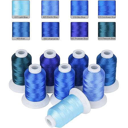 Amazon.com: Simthread Blue Embroidery Thread 8 Brother Colors 550Yards ...