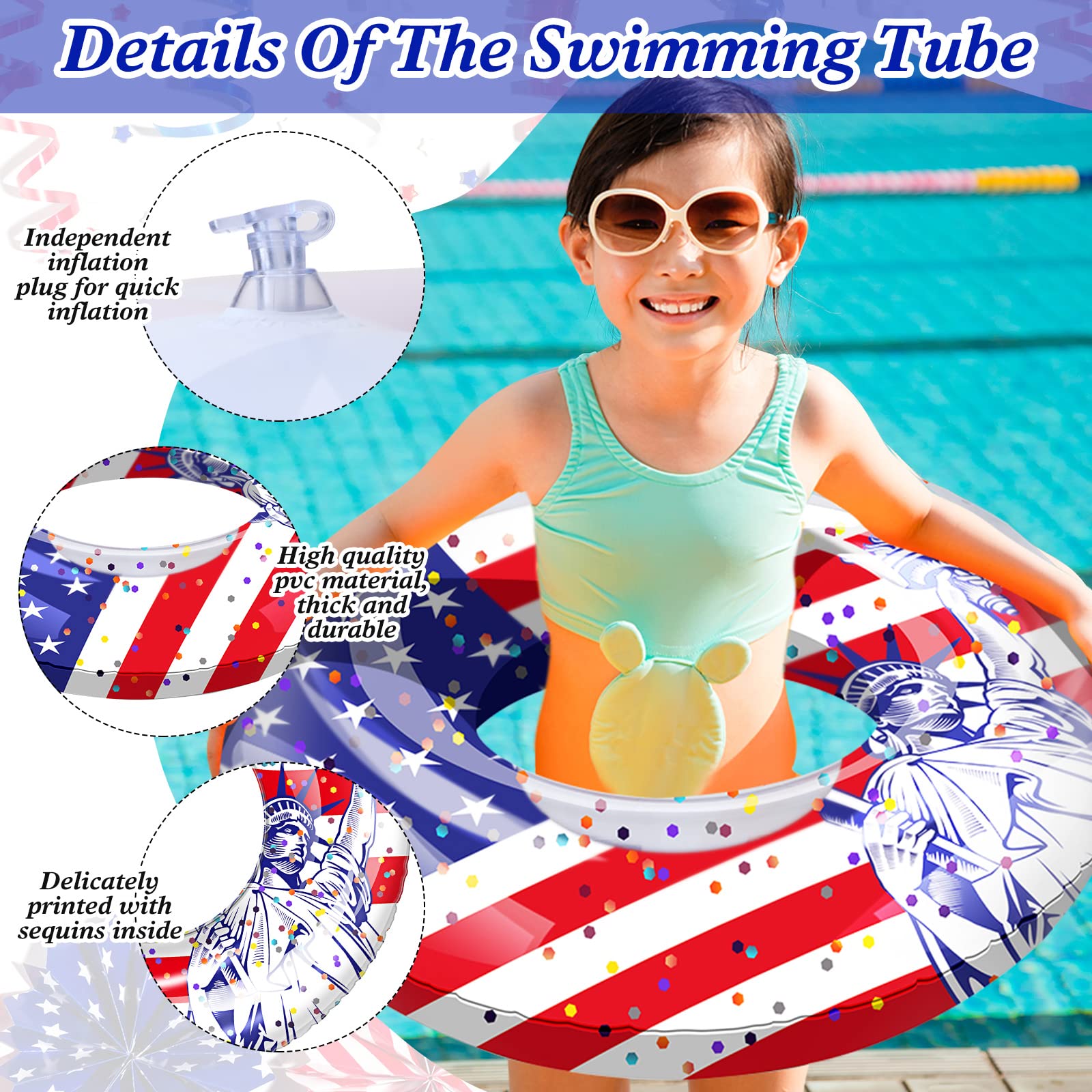 Snapklik.com : 2 Pcs 4th Of July Inflatable Tube Pool Float 24 American ...